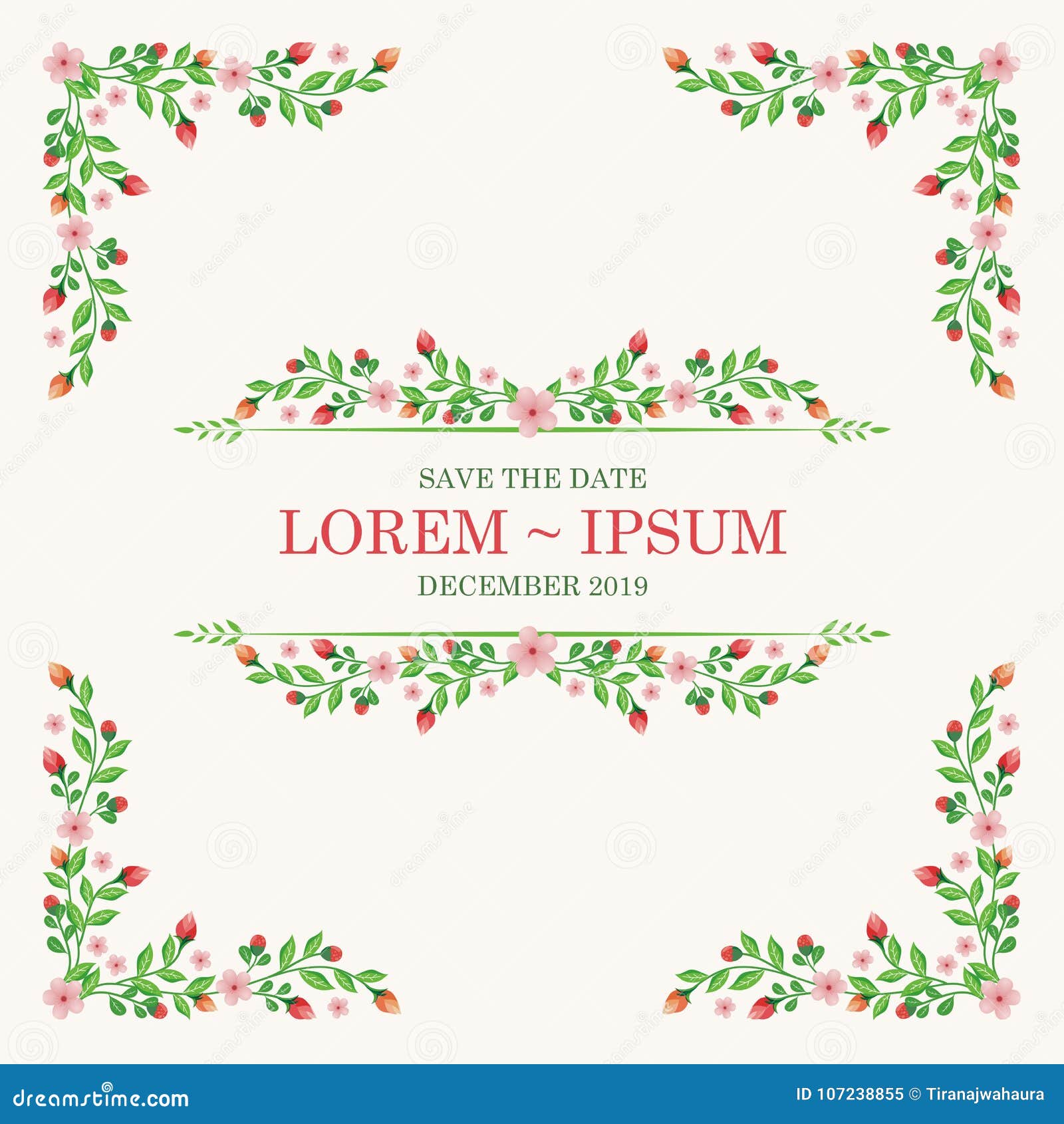 Wedding Elements with Flowers Frame and Corner Elements. Stock Vector ...