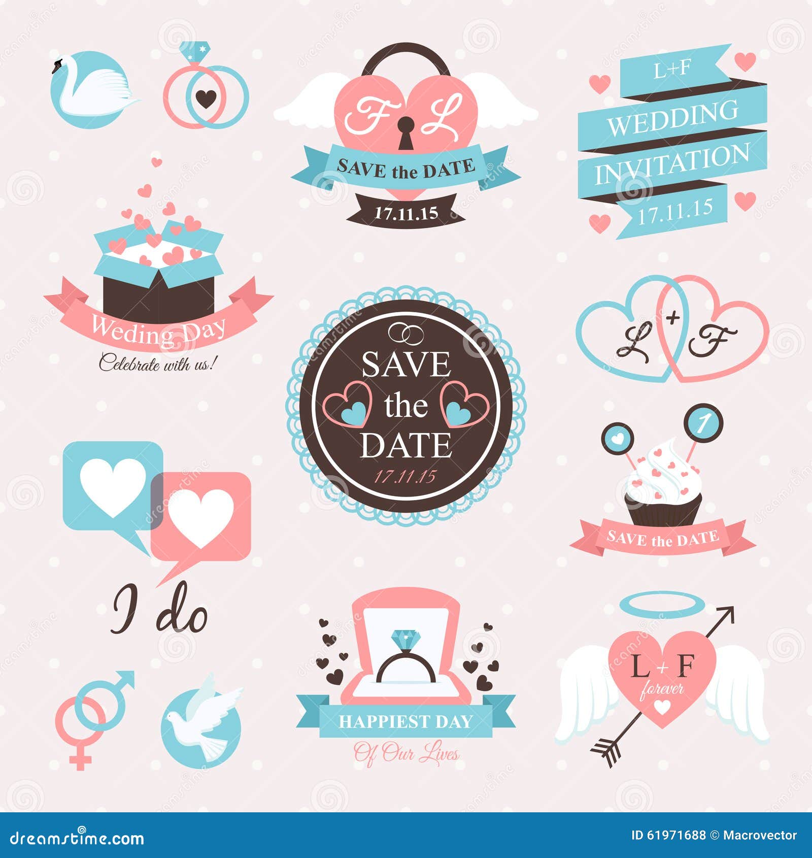 Wedding Emblem Set stock vector. Illustration of bridal - 61971688