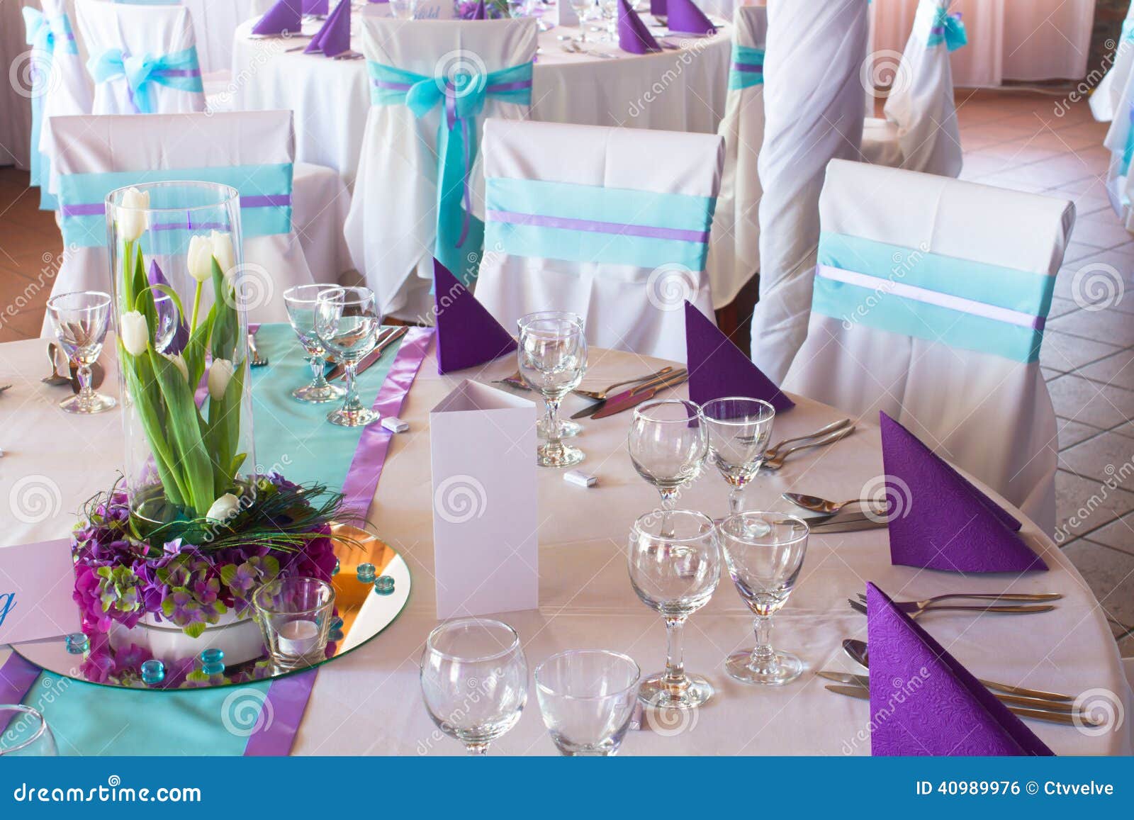 Wedding or event table stock photo. Image of blue, detail - 40989976