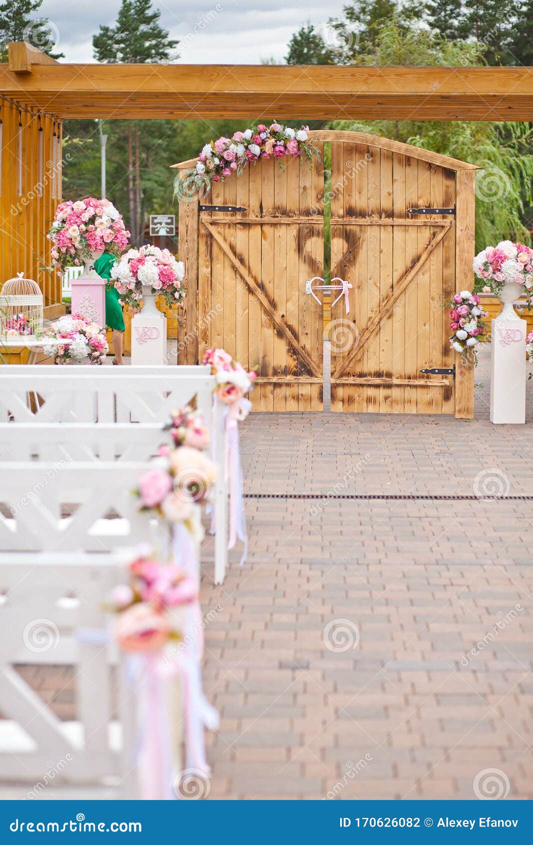 Wedding Exit Ceremony with Beautiful Delicate Flowers Stock Photo ...