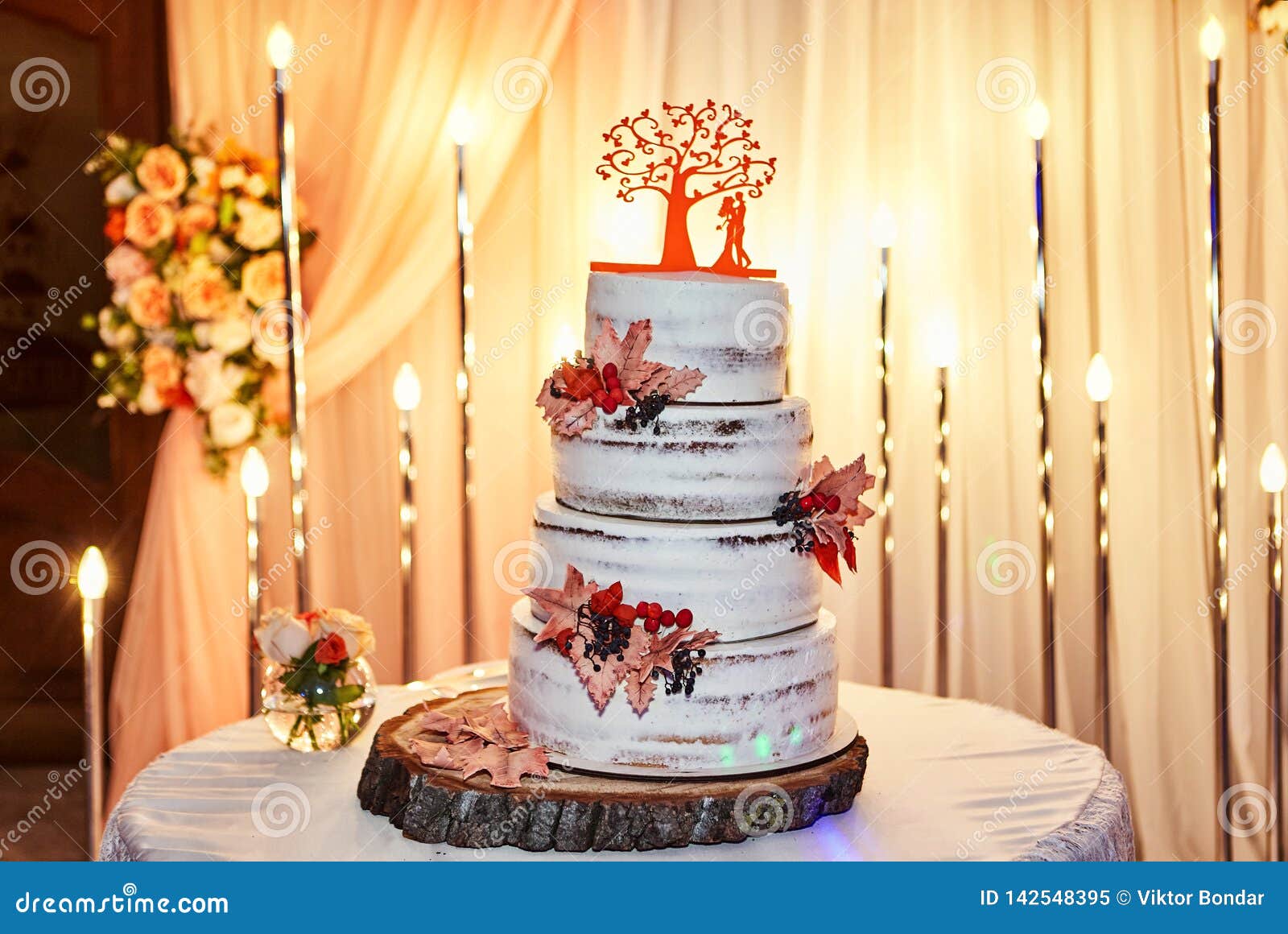 Wedding Festive Multi-storey Cake in White Tone Stock Image - Image of ...