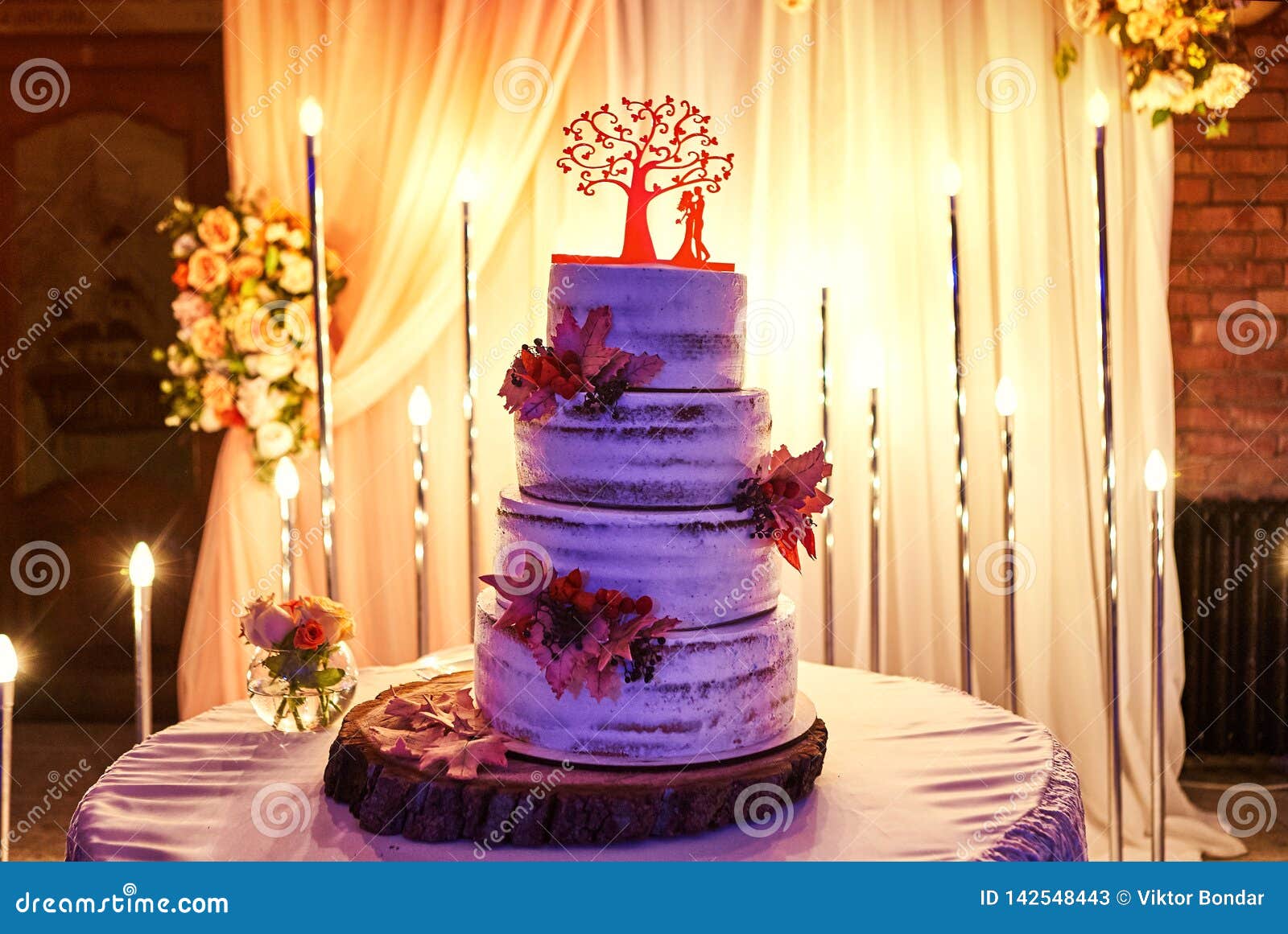 Wedding Festive Multi-storey Cake in White Tone Stock Image - Image of ...
