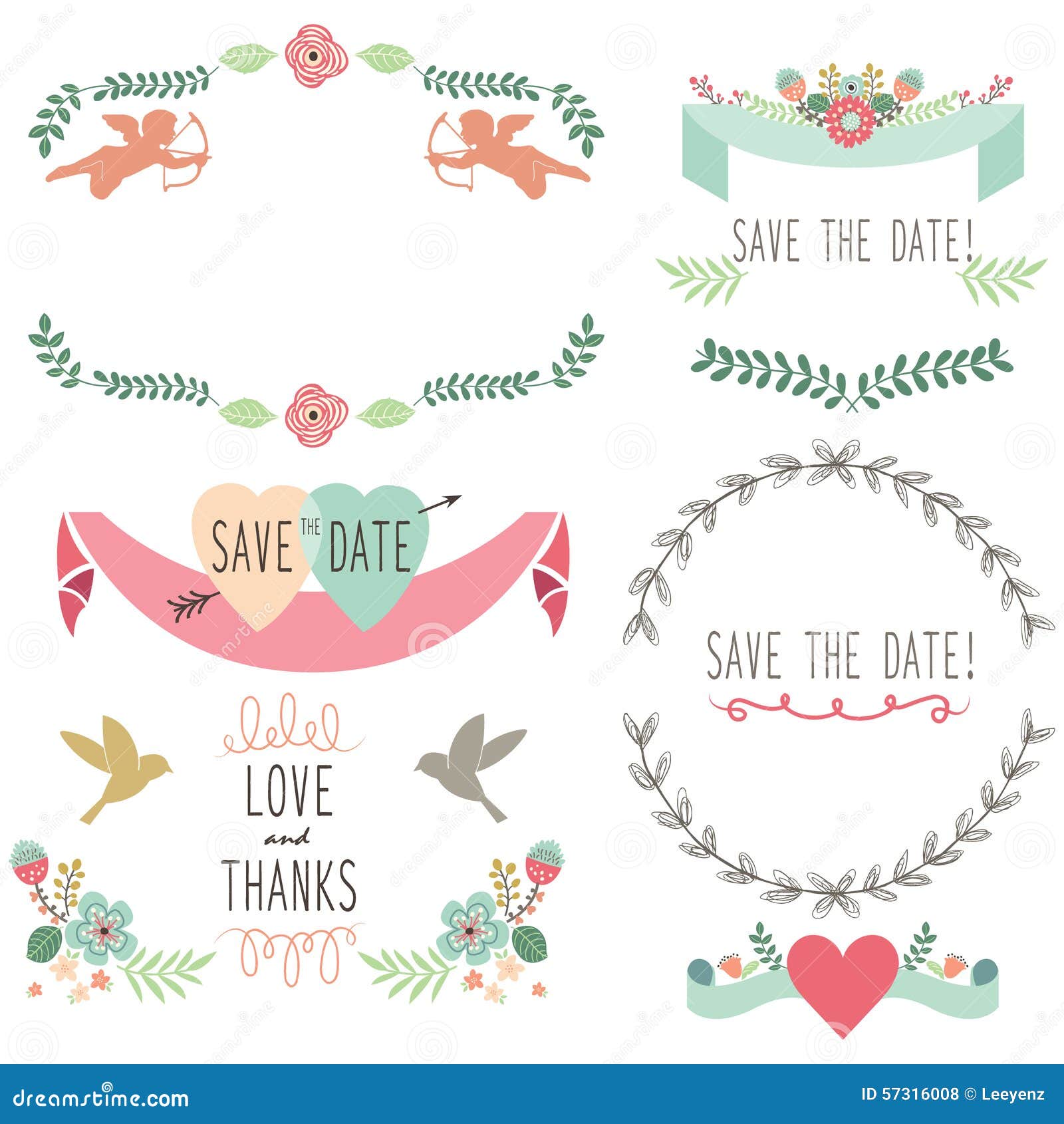 Wedding Flora Vintage Laurel Wreath Elements Stock Vector ...
