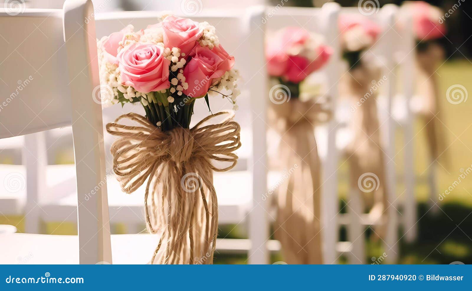 Wedding Floral Bow of Rope on Chairs. Generative Ai Design Concept ...