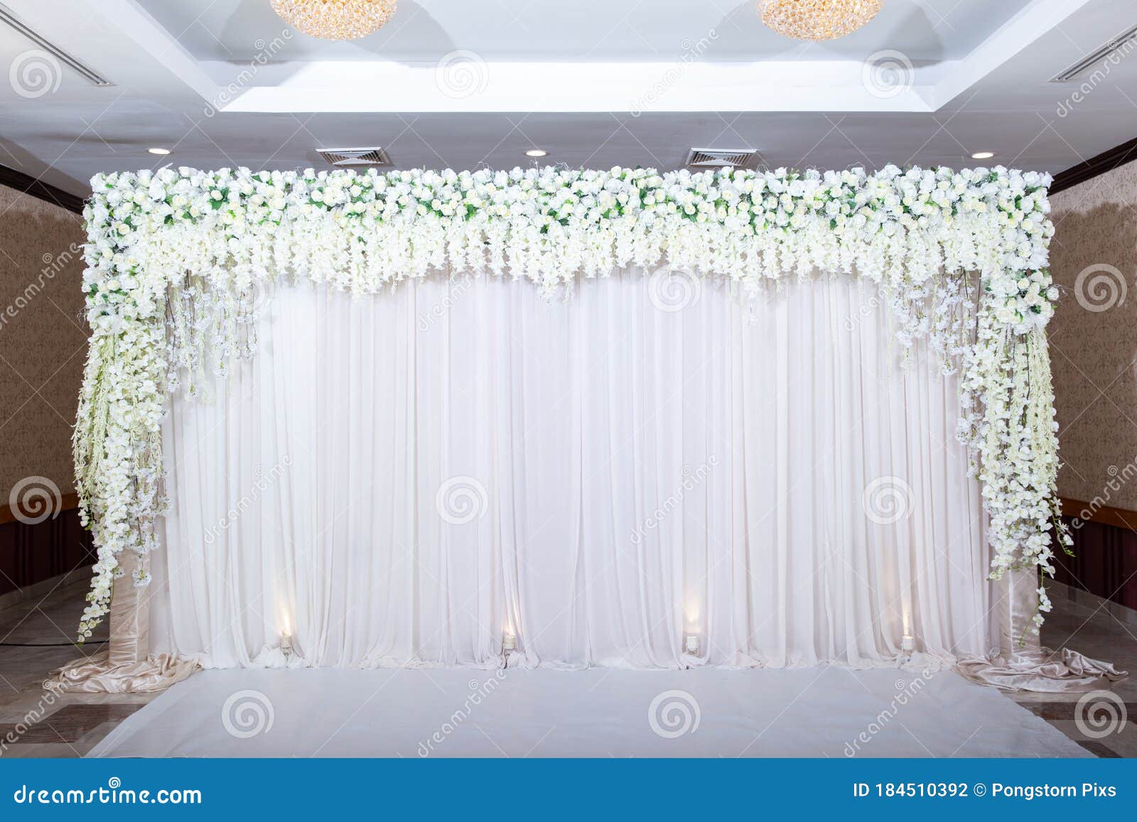 Wedding Flower Backdrop Indoor in the Hotel Stock Photo - Image of ...