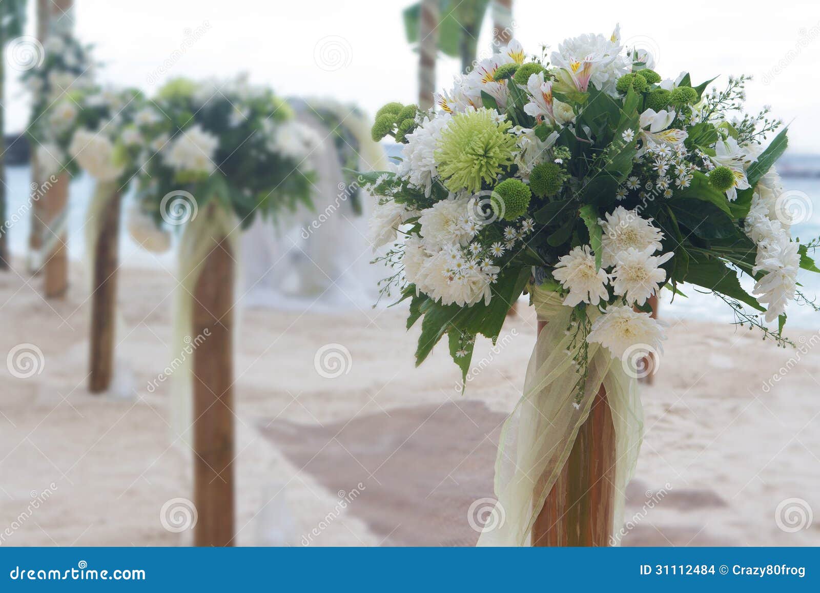 Wedding Flower Post on Beach Stock Photo - Image of ceremony, gazebo ...