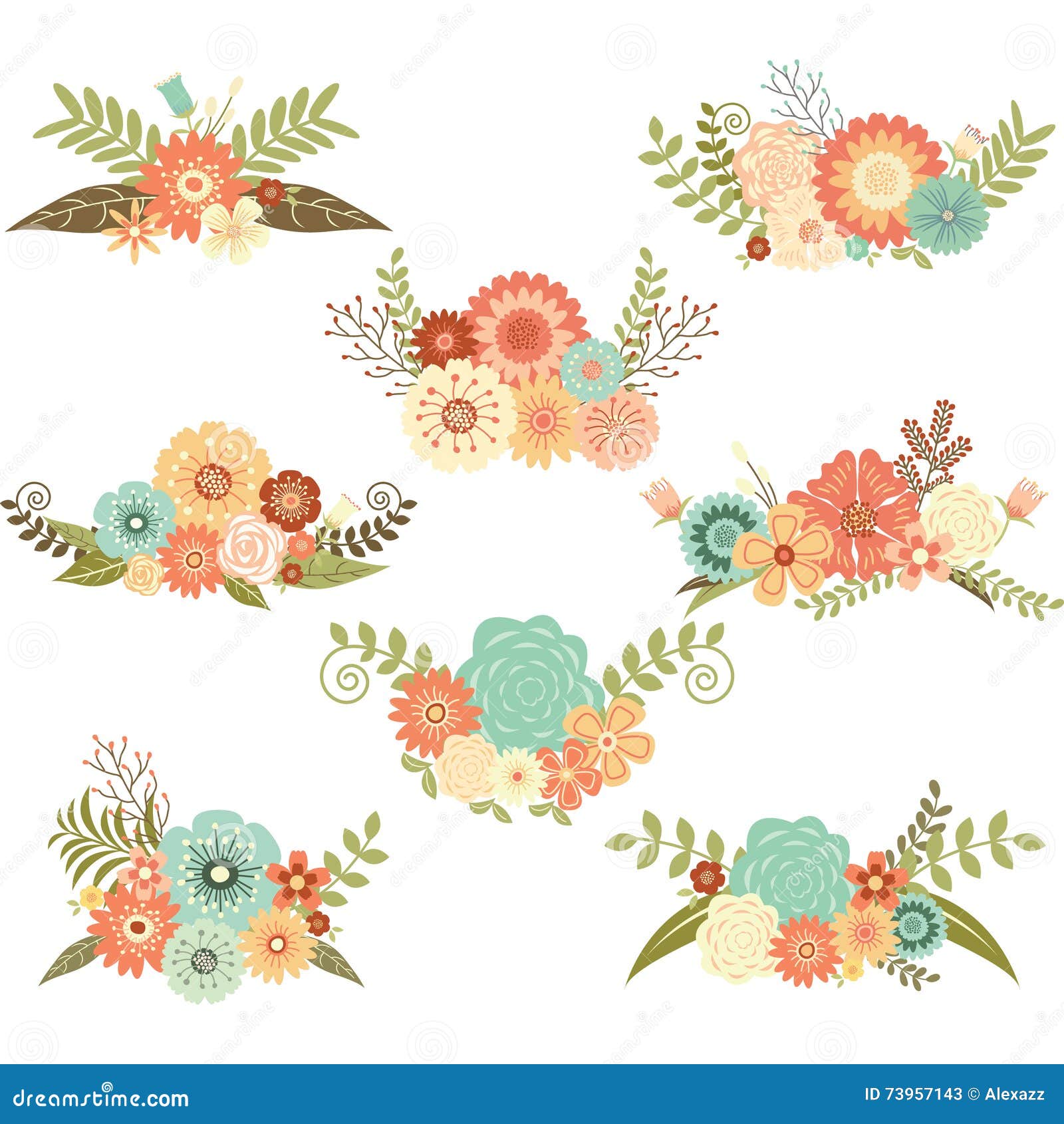 Wedding Flower Set stock vector. Illustration of clipart - 73957143
