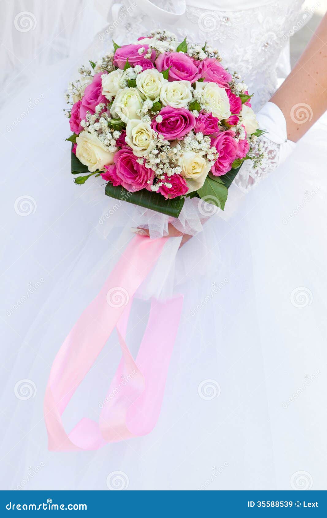 Wedding Flowers in Hands of the Bride Stock Image - Image of bunch ...