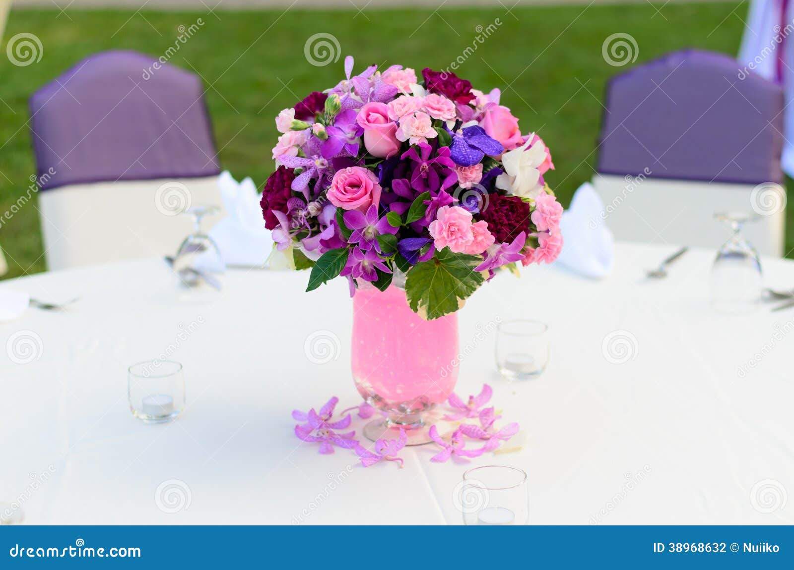Wedding Flowers - Tables Set Stock Photo - Image of bouquet, event ...
