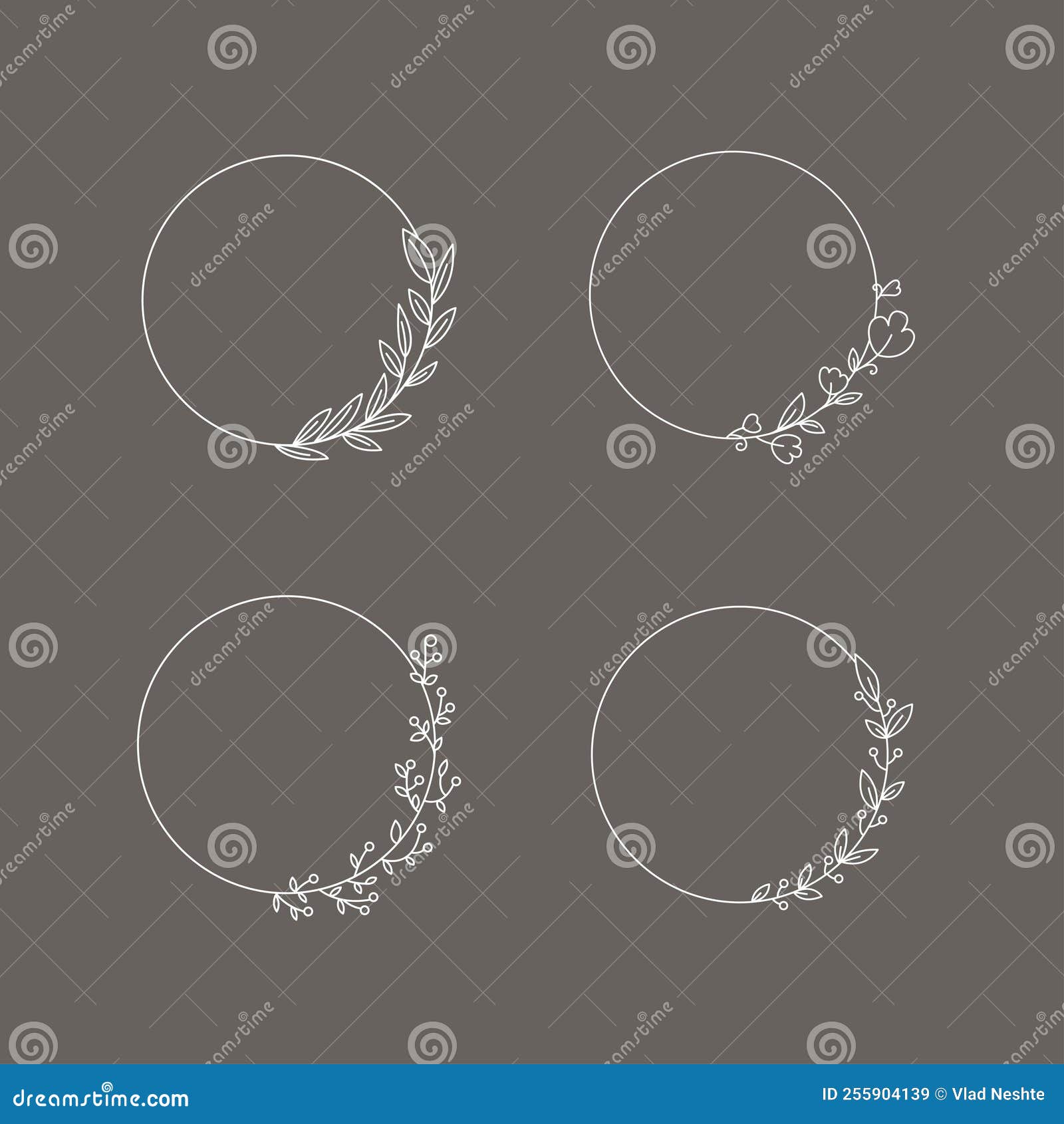 Wedding Frame Logo Elements. Circle with Flowers for the Logo Stock ...