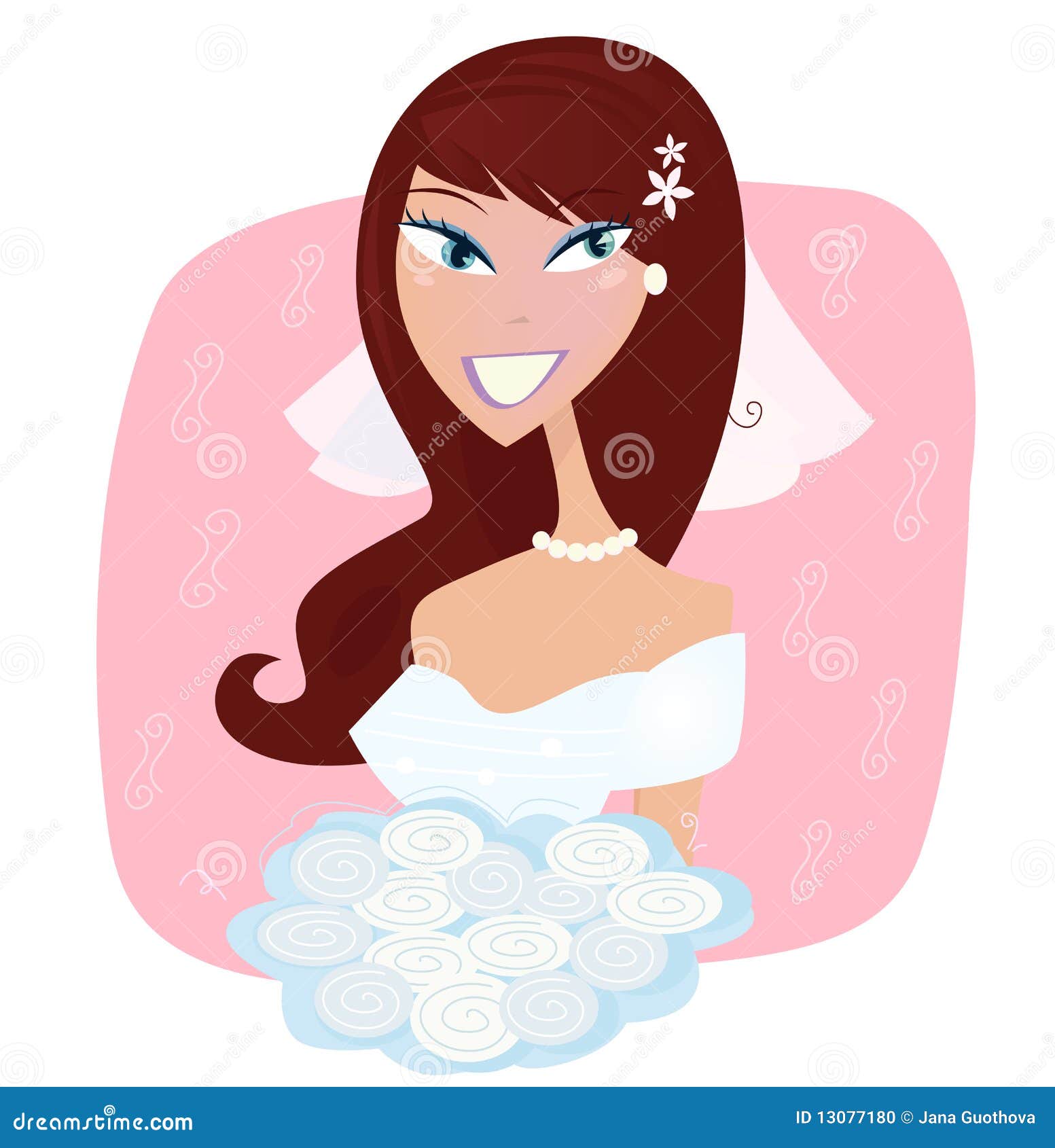 Wedding Girl: Happy Bride in White Stock Vector - Illustration of ...