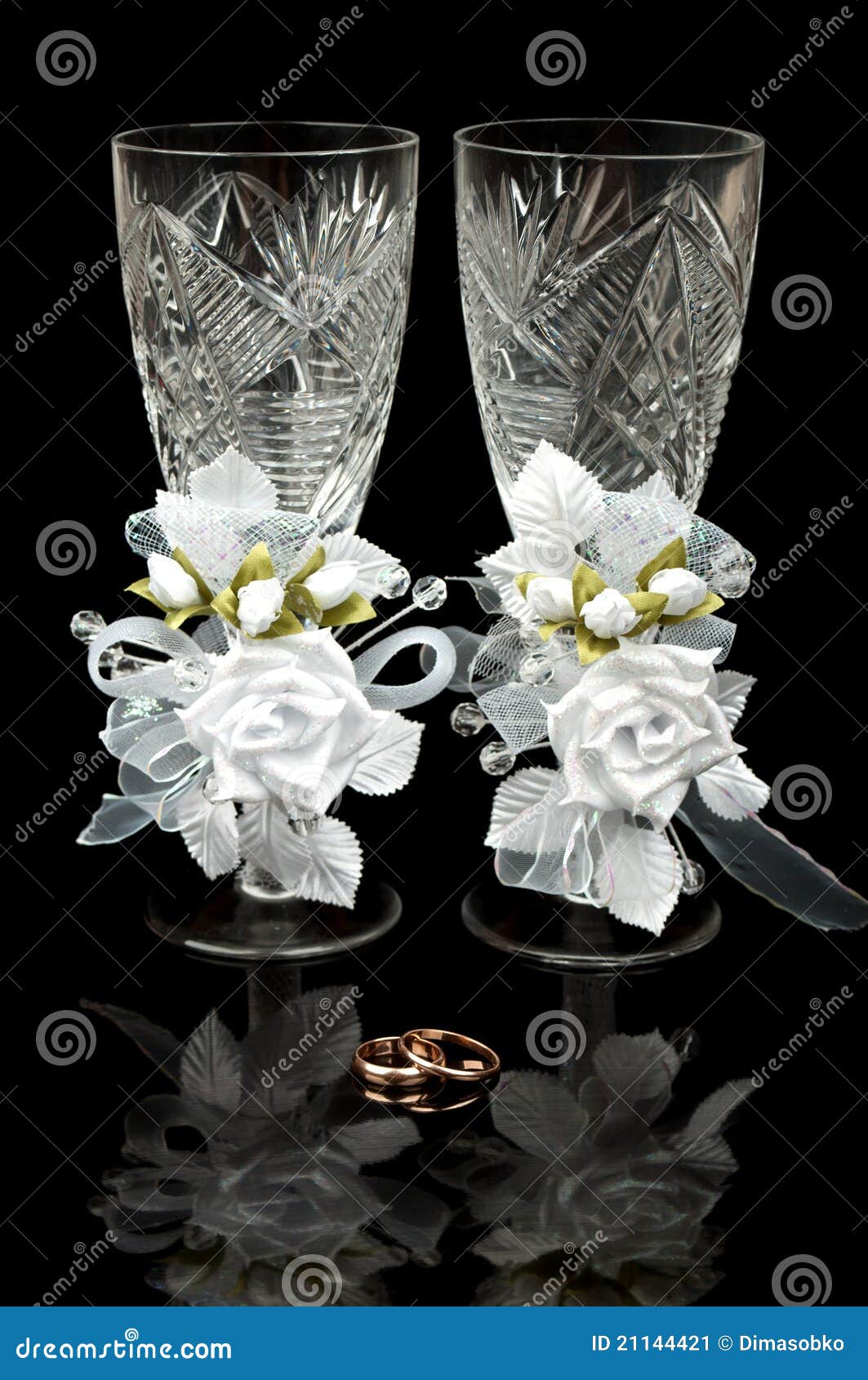 Wedding Goblet and Golden Rings Stock Image - Image of black ...