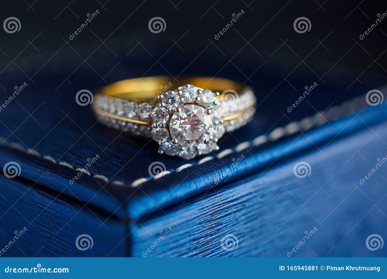 Wedding Gold Diamond Ring on Jewelry Box Stock Image - Image of ...