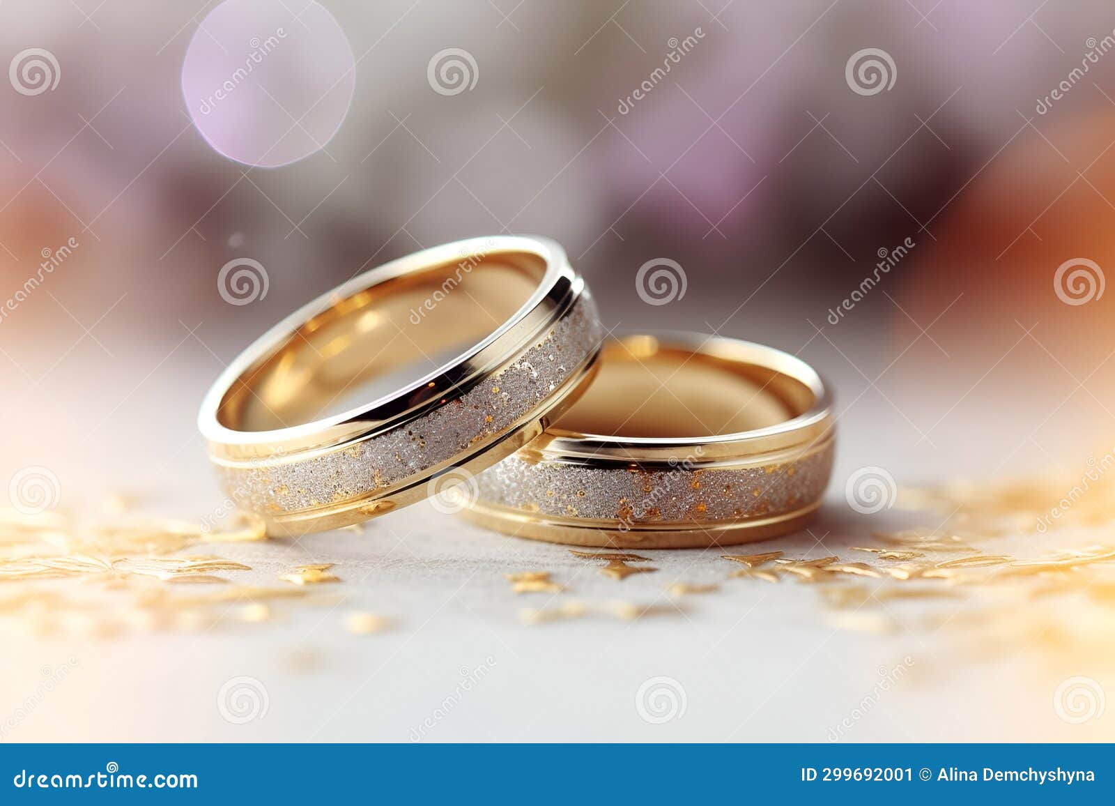 Wedding Gold Rings Close Up on a Light Background Stock Illustration ...