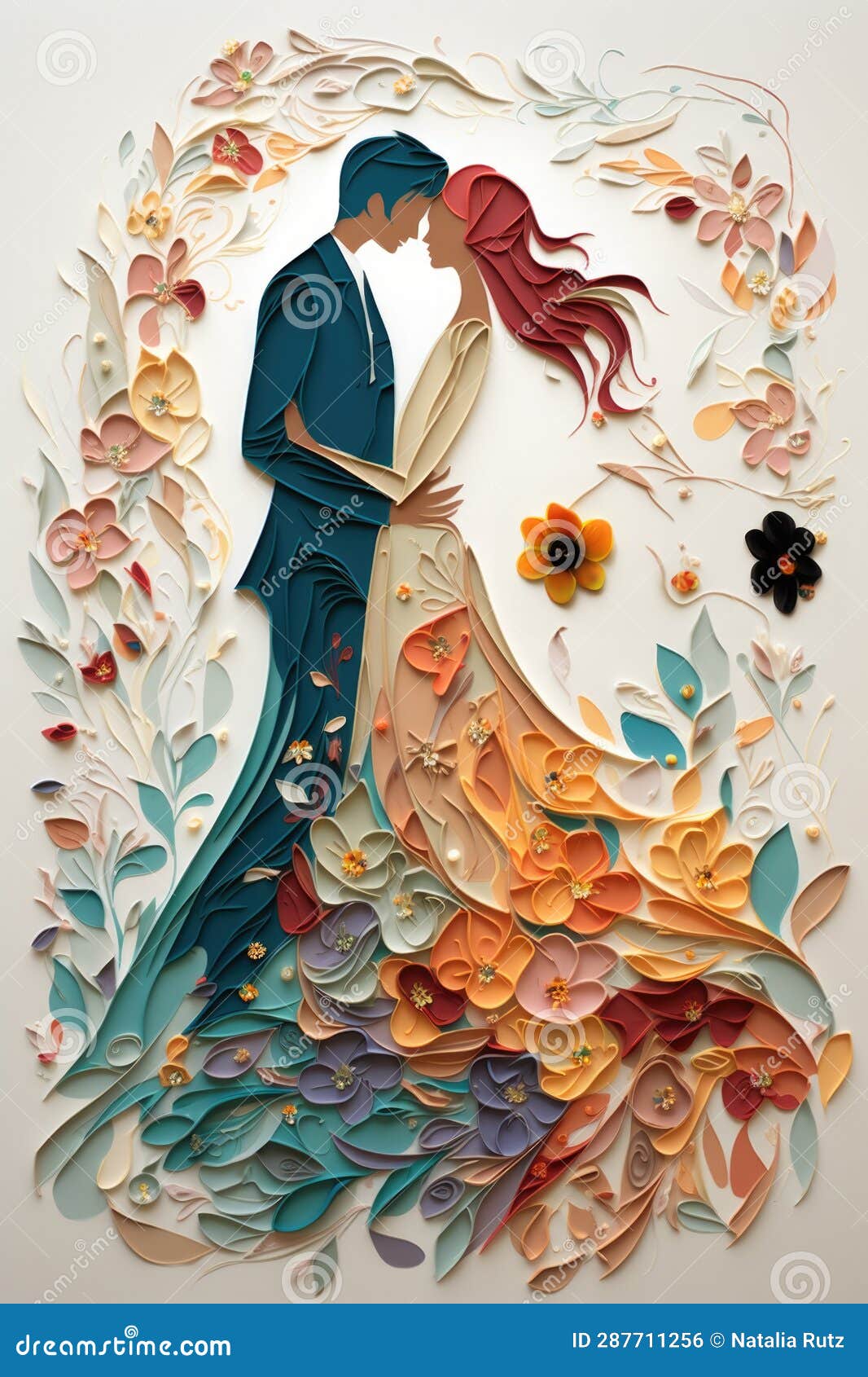 Wedding Greeting Card Front Side Stock Illustration - Illustration of ...