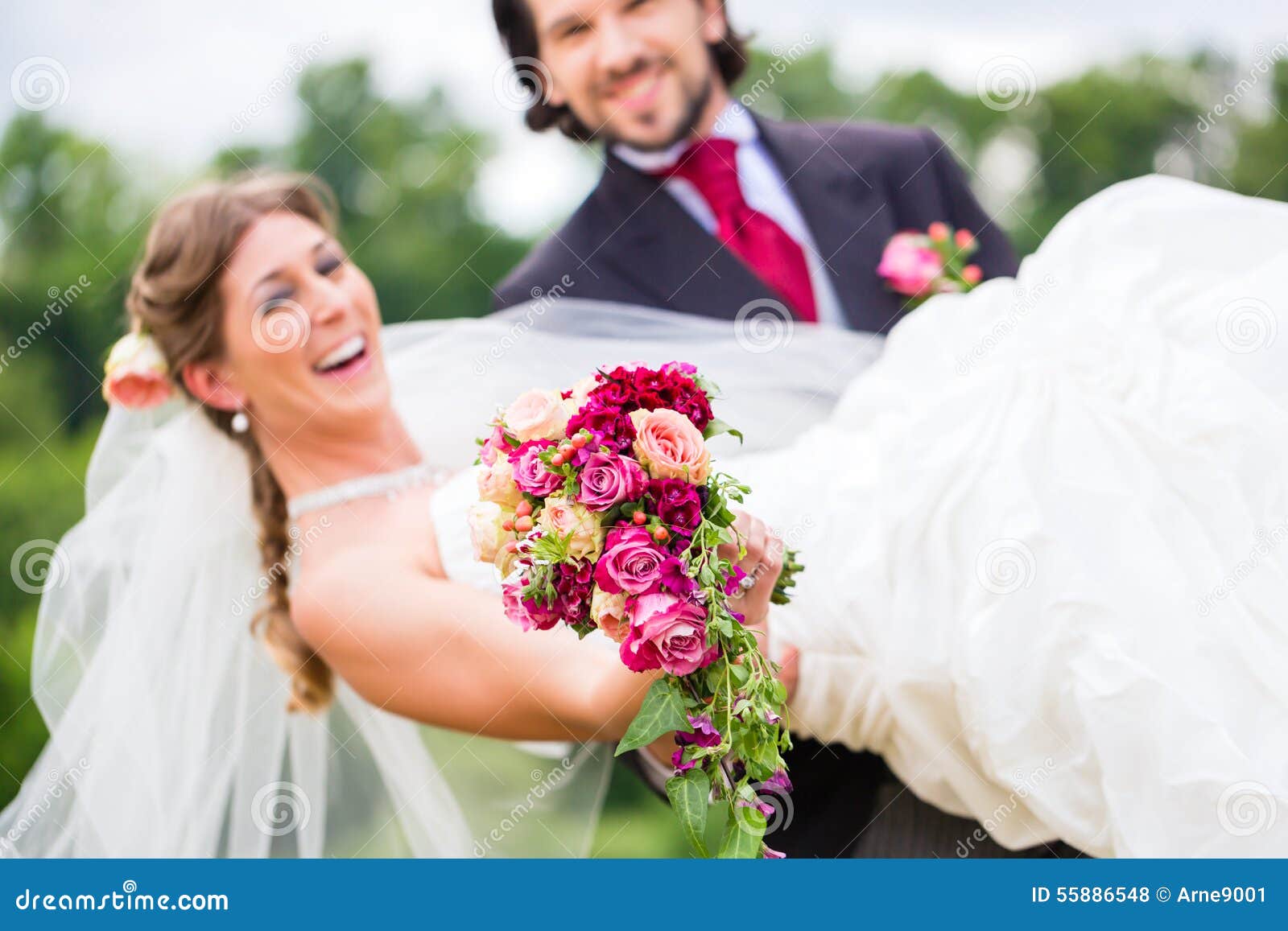 Wedding Groom Carrying Bride on Arms Stock Photo - Image of bridegroom ...