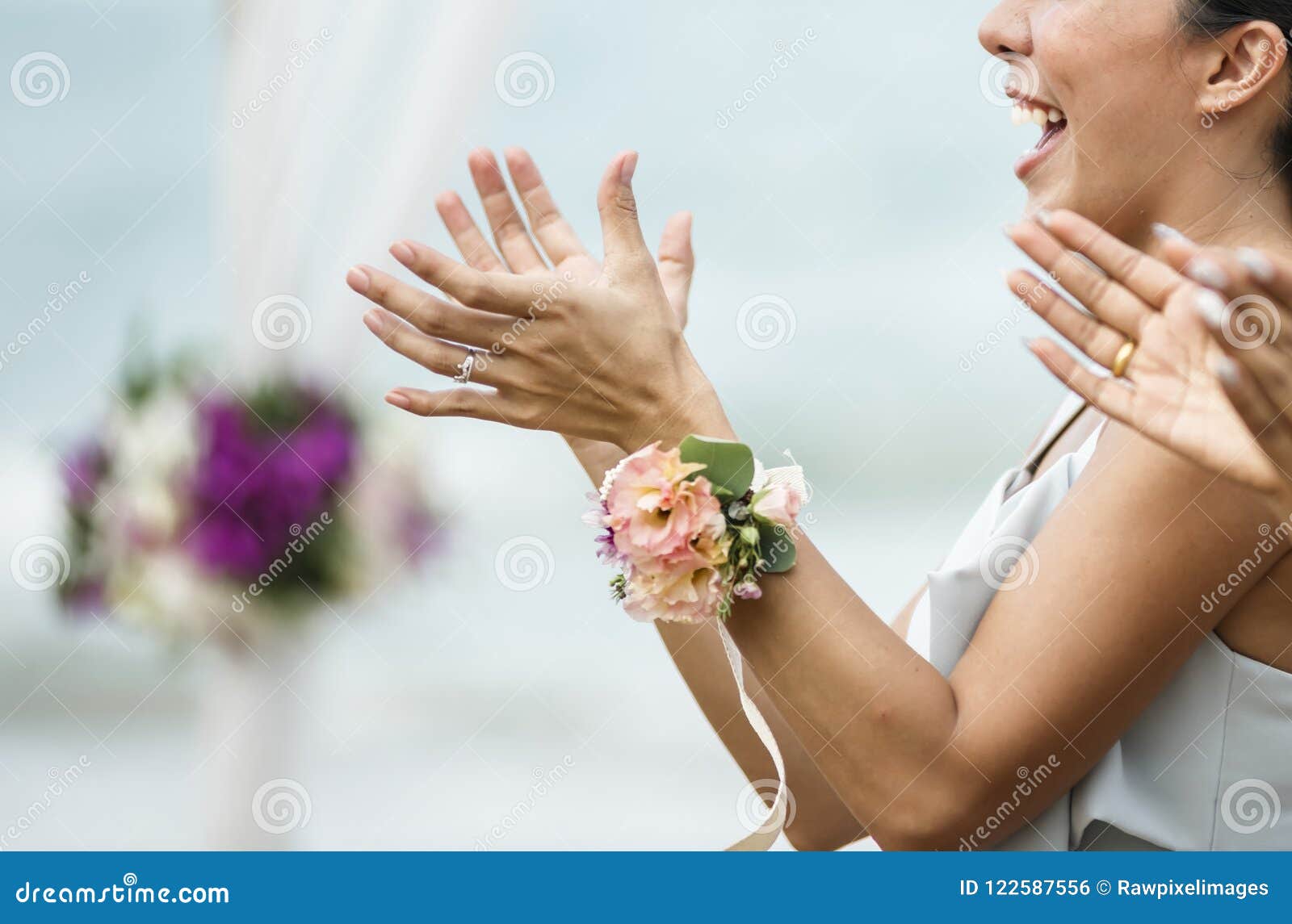 Wedding Guests Clapping for the Bride and Groom Stock Photo - Image of ...