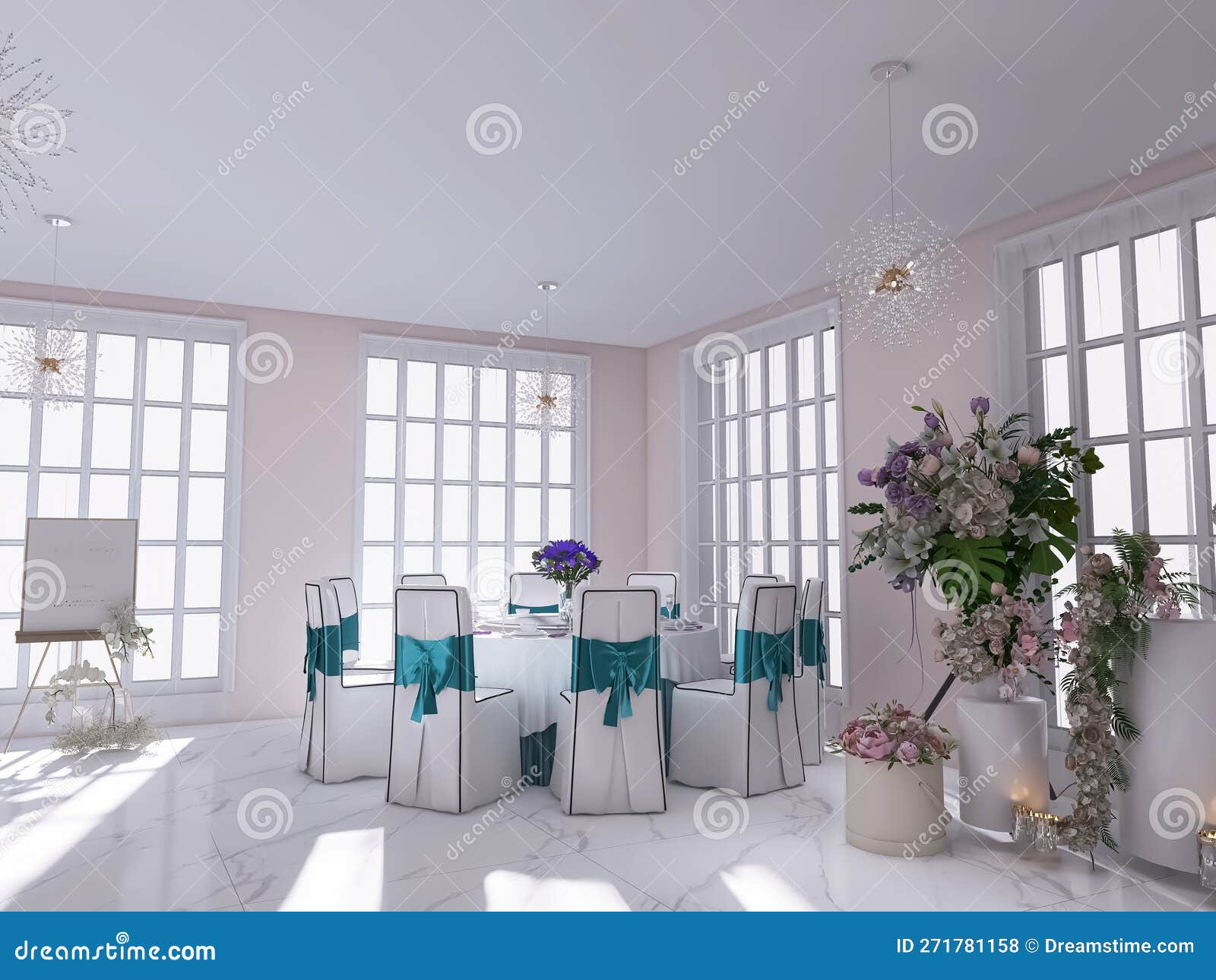 Wedding Hall Interior, 3d Render, 3d Illustration Event Stock ...