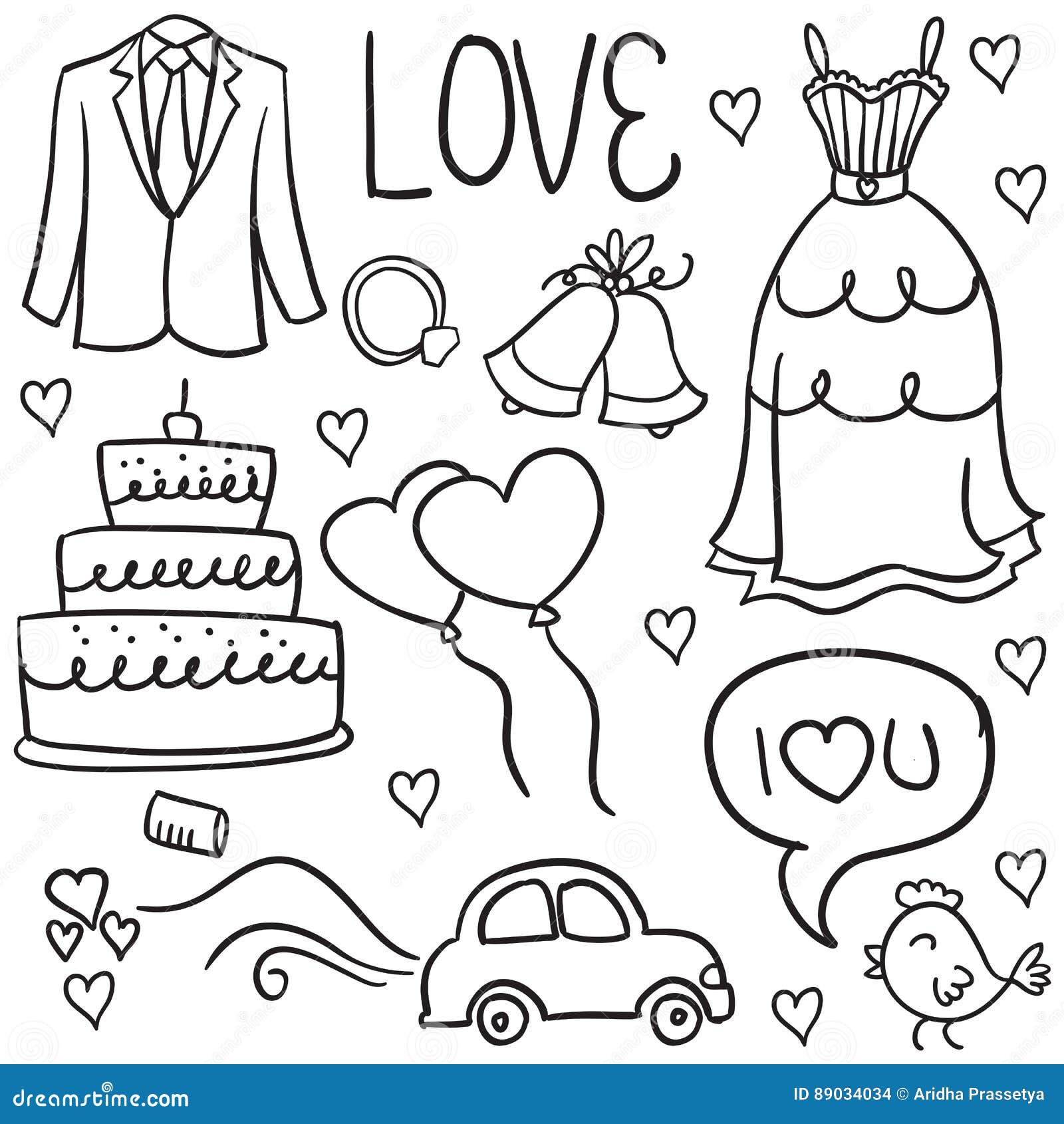 Wedding Hand Draw in Doodles Style Stock Vector - Illustration of bride ...