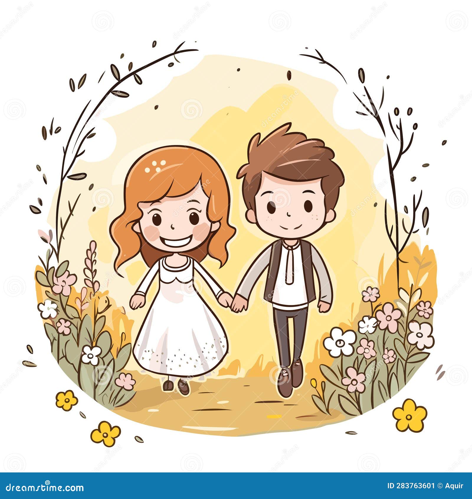Wedding Hand-drawn Comic Illustration. Wedding. Vector Doodle Style ...