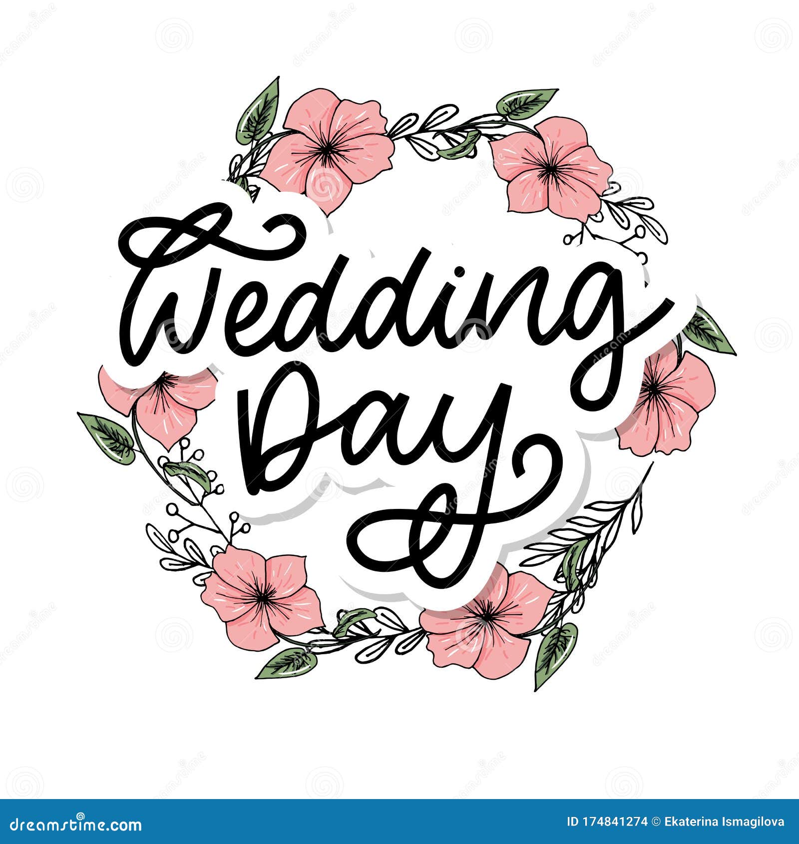 Wedding Hand Lettering Sign Calligraphy Text Brush Slogan Stock ...