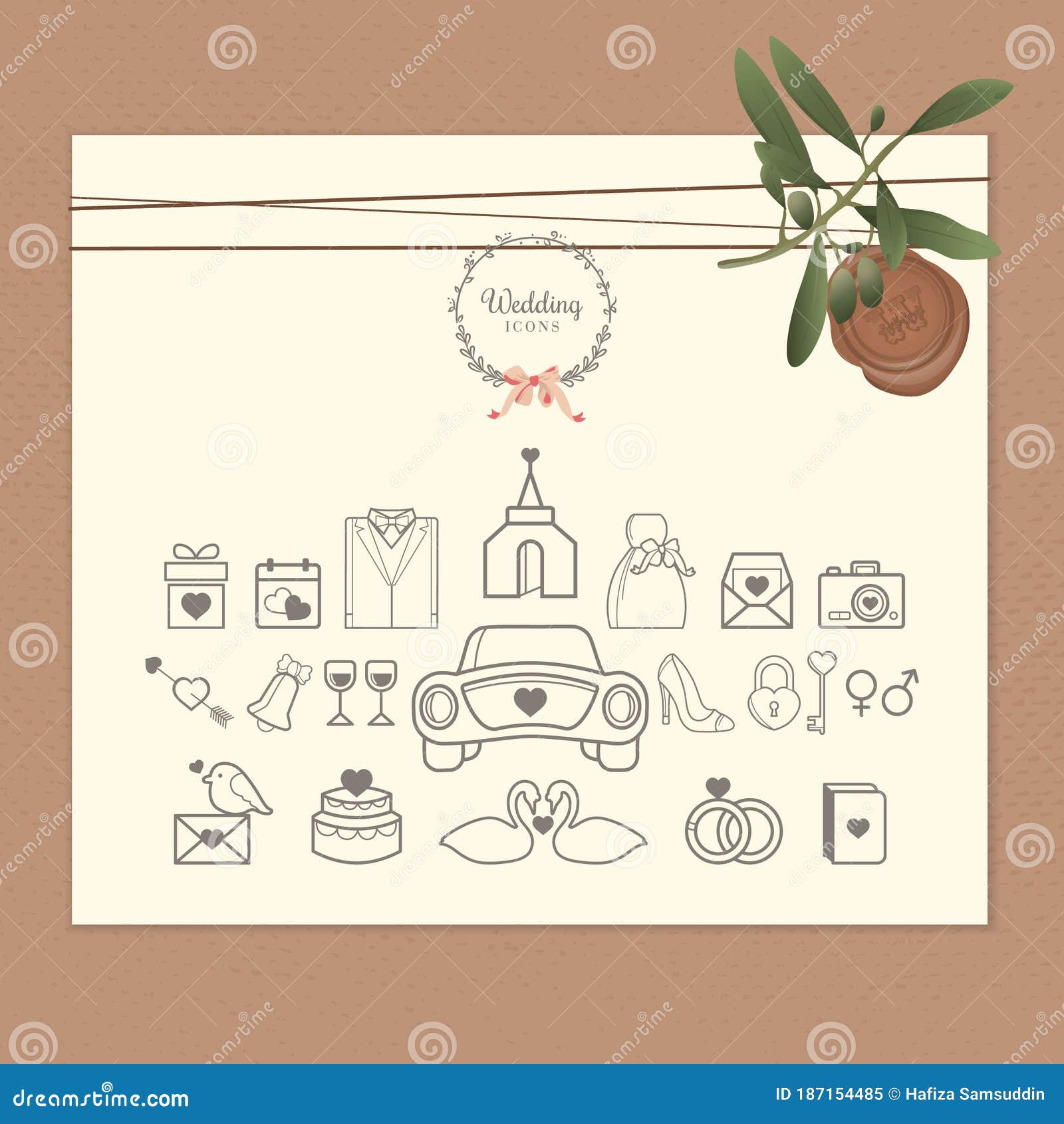 Wedding Icon Collection. Vector Illustration Decorative Design Stock ...
