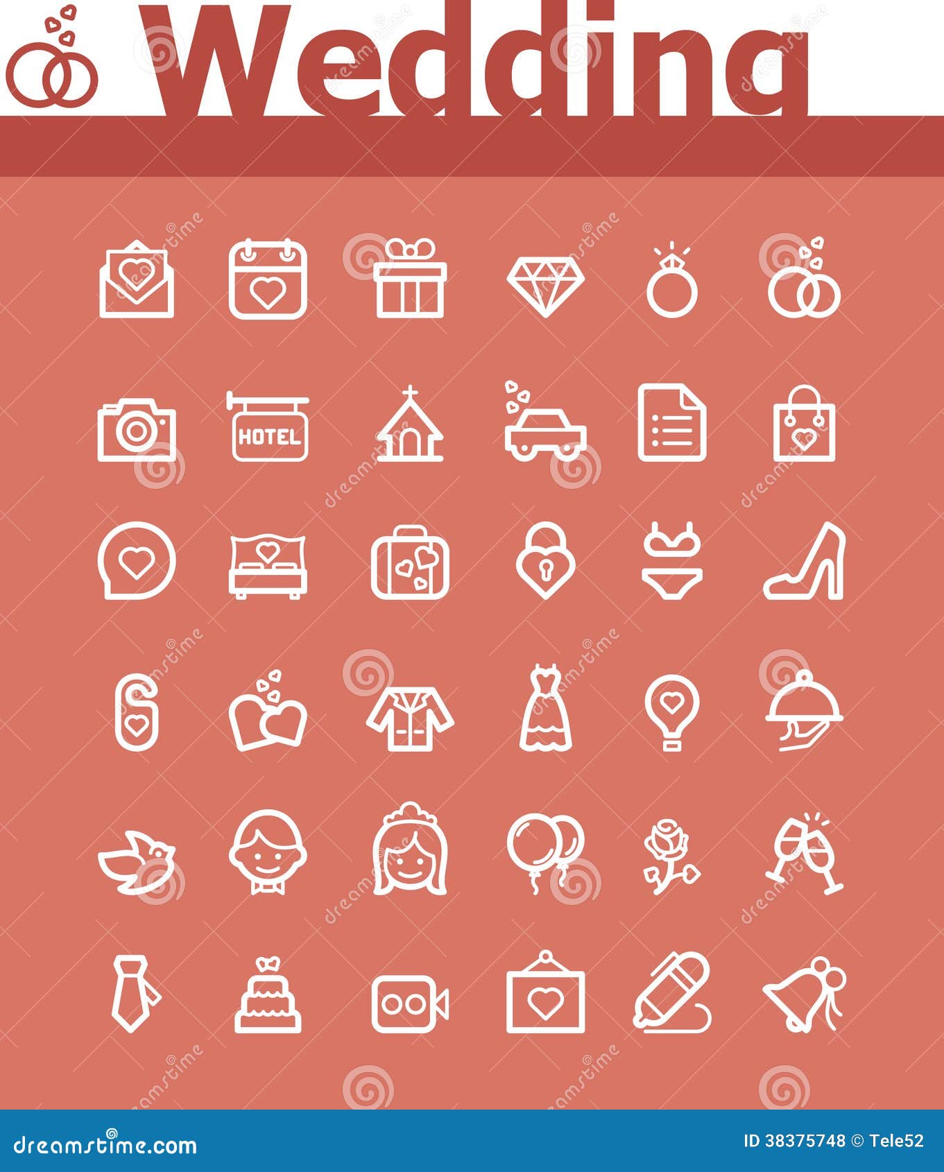 Wedding icon set stock vector. Illustration of list, gift - 38375748