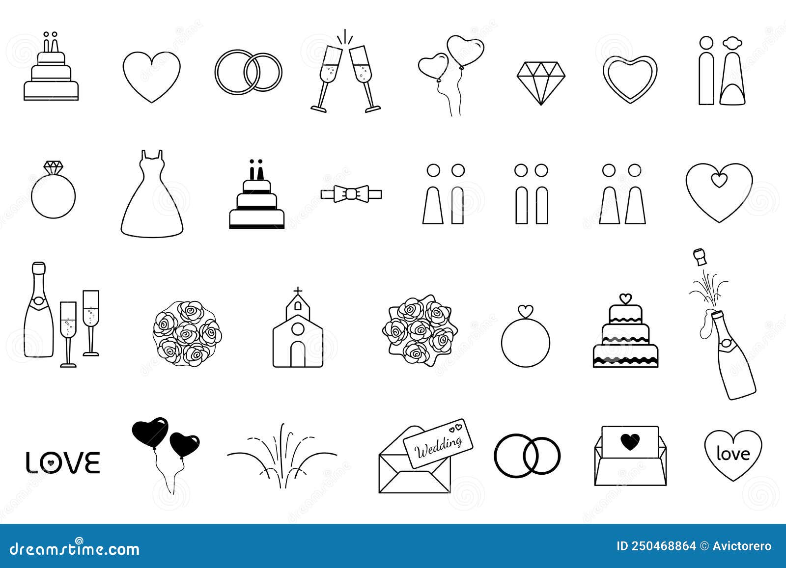 Wedding Icon Set for Web and Mobile App Stock Vector - Illustration of ...