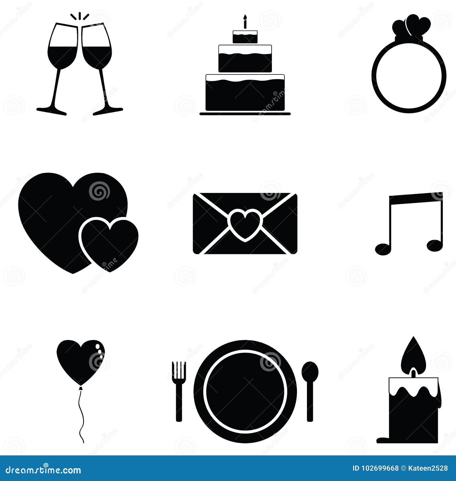 Wedding icon set stock vector. Illustration of icon - 102699668
