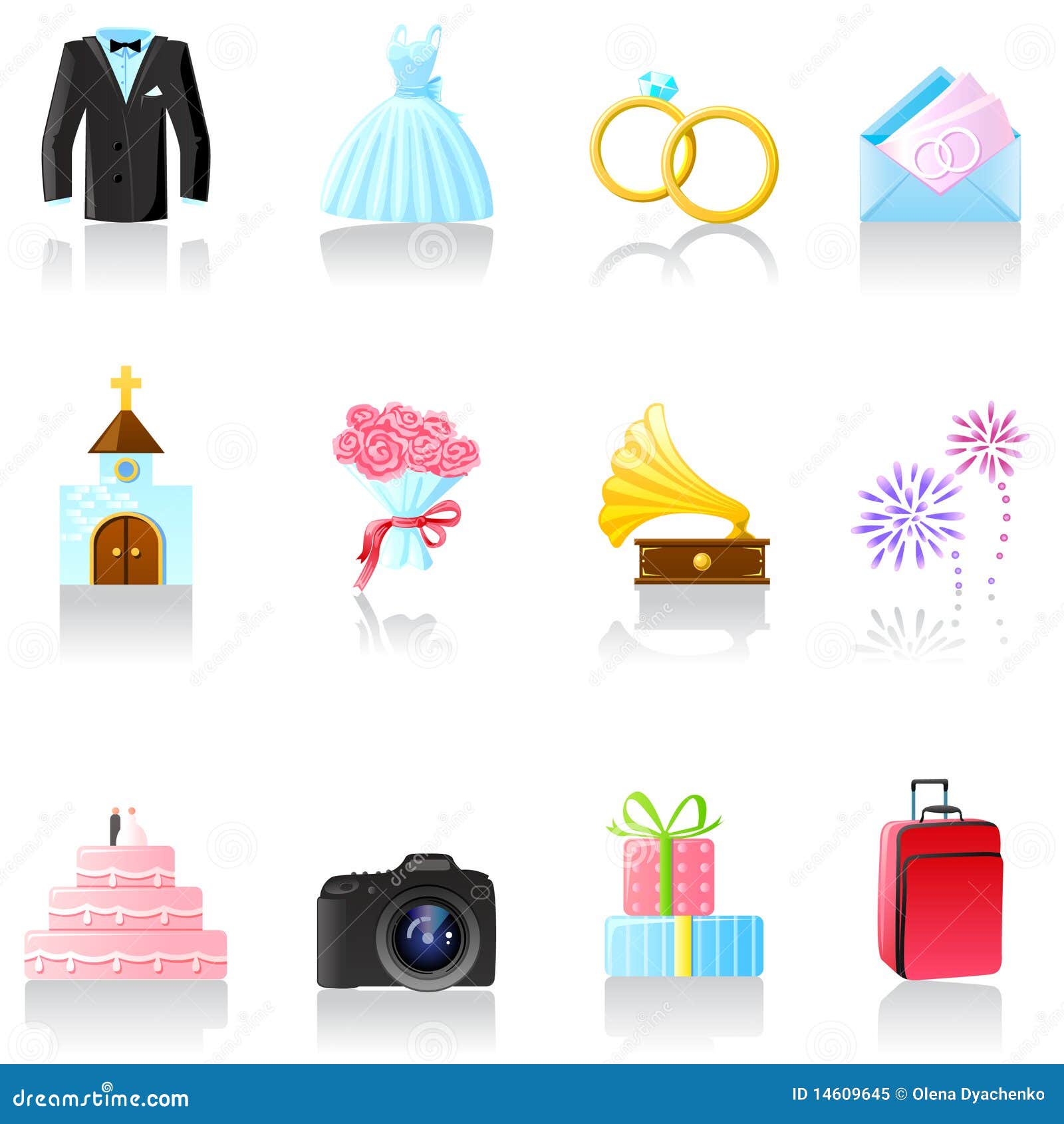 Wedding icons stock vector. Illustration of cake, chapel - 14609645