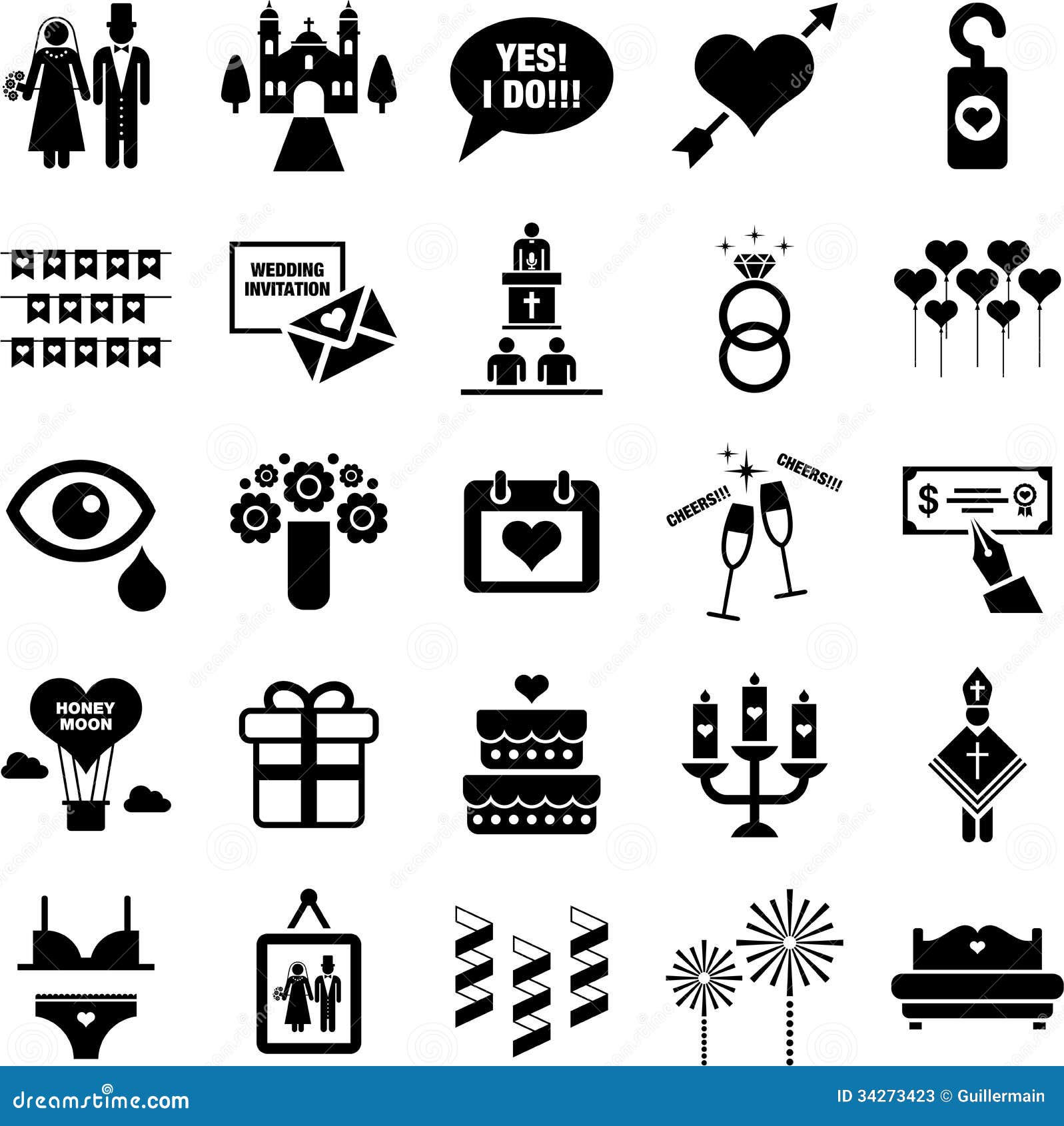 Wedding icons stock vector. Illustration of element, ceremony - 34273423