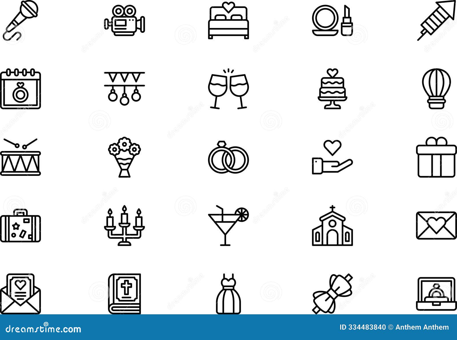 Wedding Icons Collection is a Vector Illustration with Editable Stroke ...