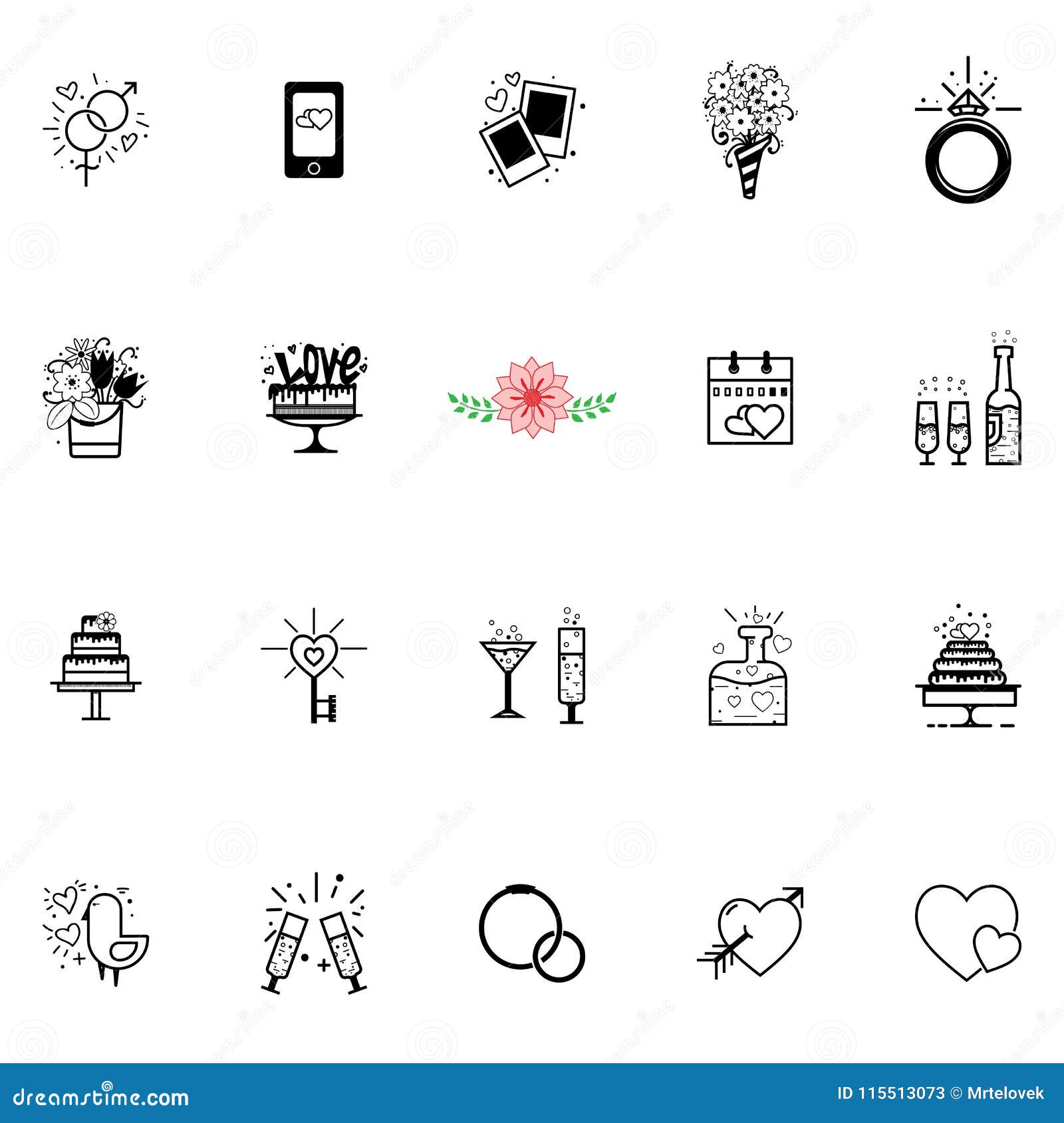 Wedding Icons and Conducting Wedding Events Stock Vector - Illustration ...