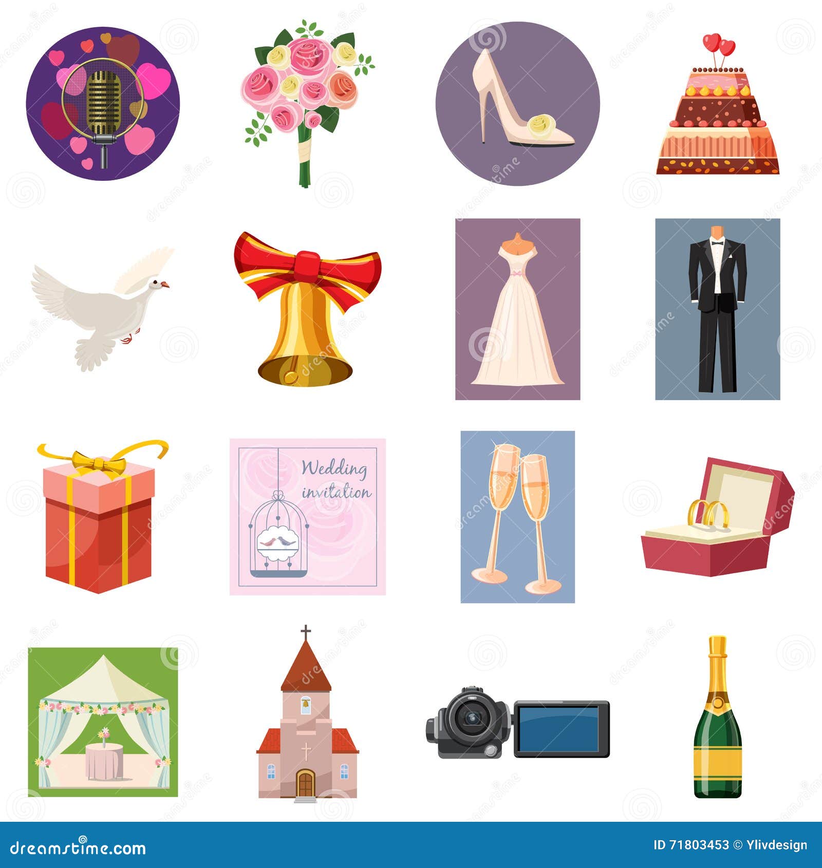 Wedding Icons Set, Cartoon Style Stock Vector - Illustration of ...