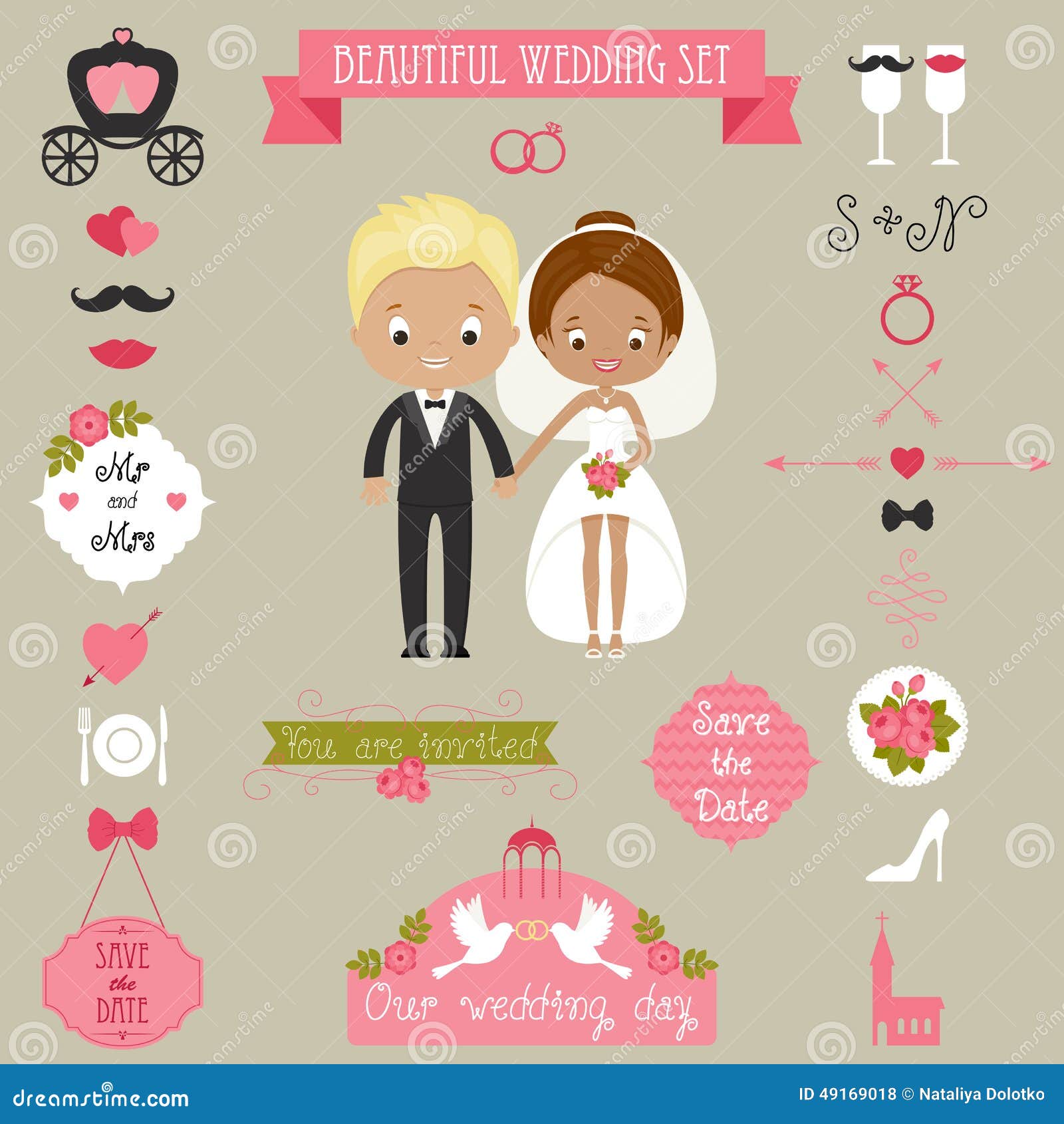 Wedding icons set stock vector. Illustration of groom - 49169018