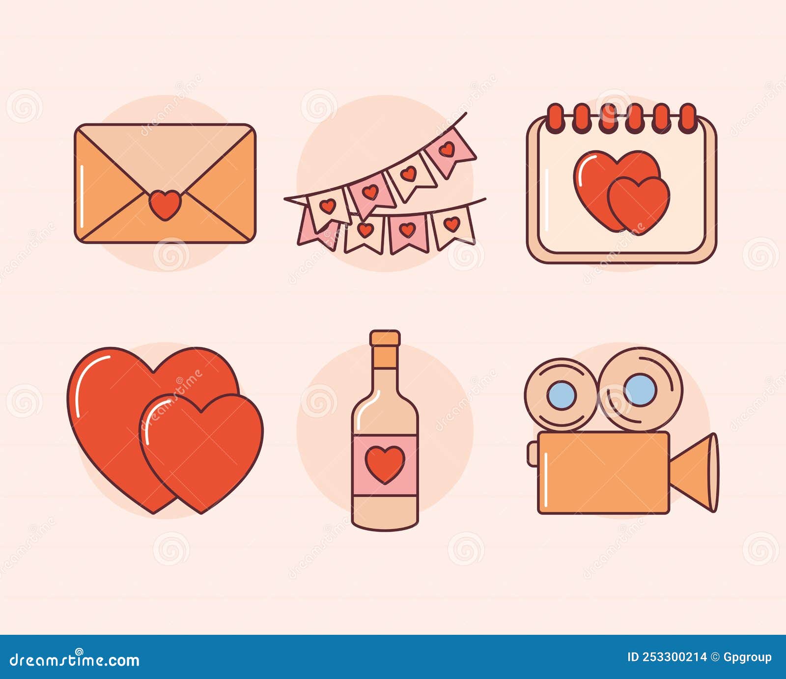 Wedding icons set stock vector. Illustration of event - 253300214