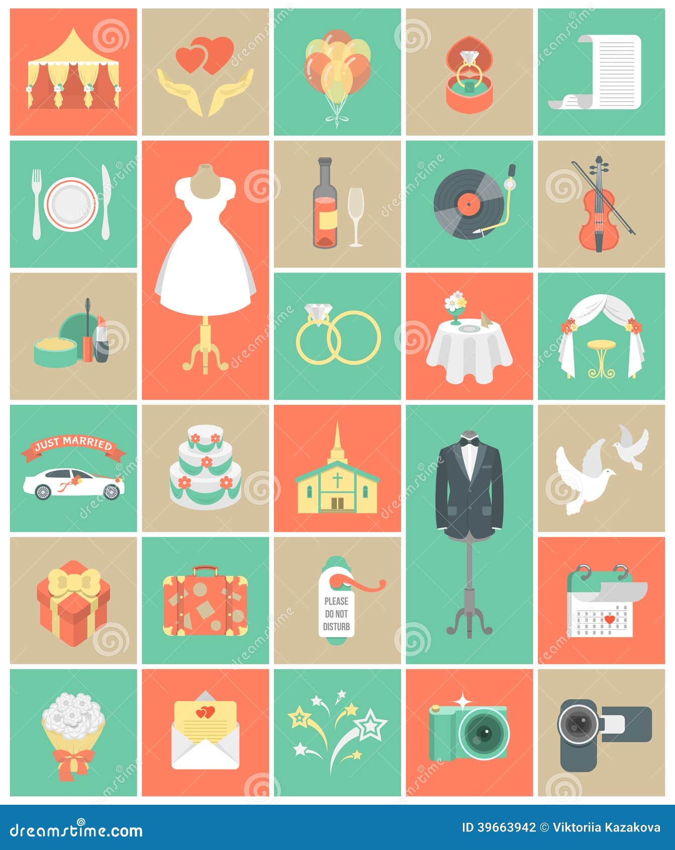 Wedding Icons Square Set stock vector. Illustration of bouquet - 39663942