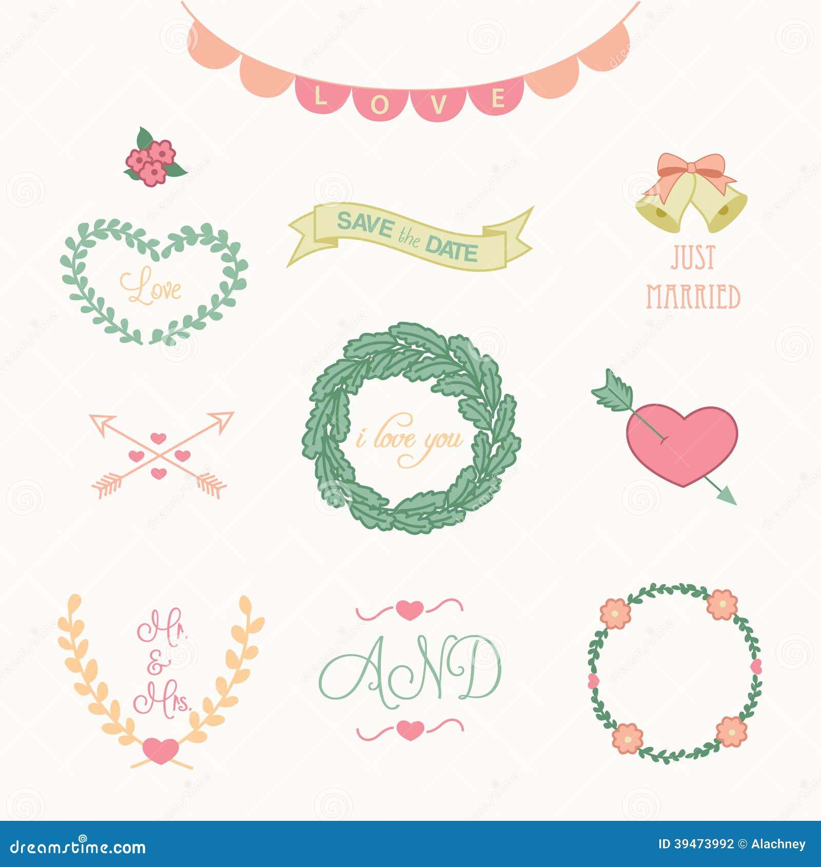 Wedding Icons Set stock vector. Illustration of love - 39473992