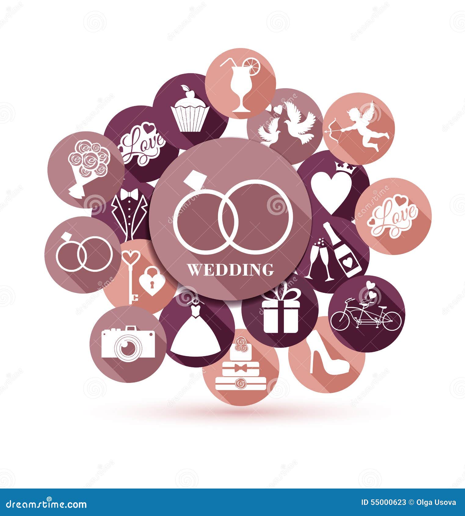 Wedding Illustration of Invitation with Icons. Stock Vector ...