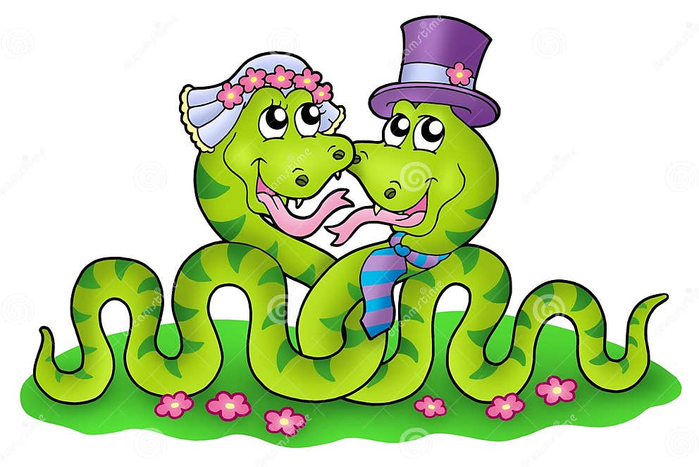Wedding Image with Cute Snakes Stock Illustration - Illustration of ...