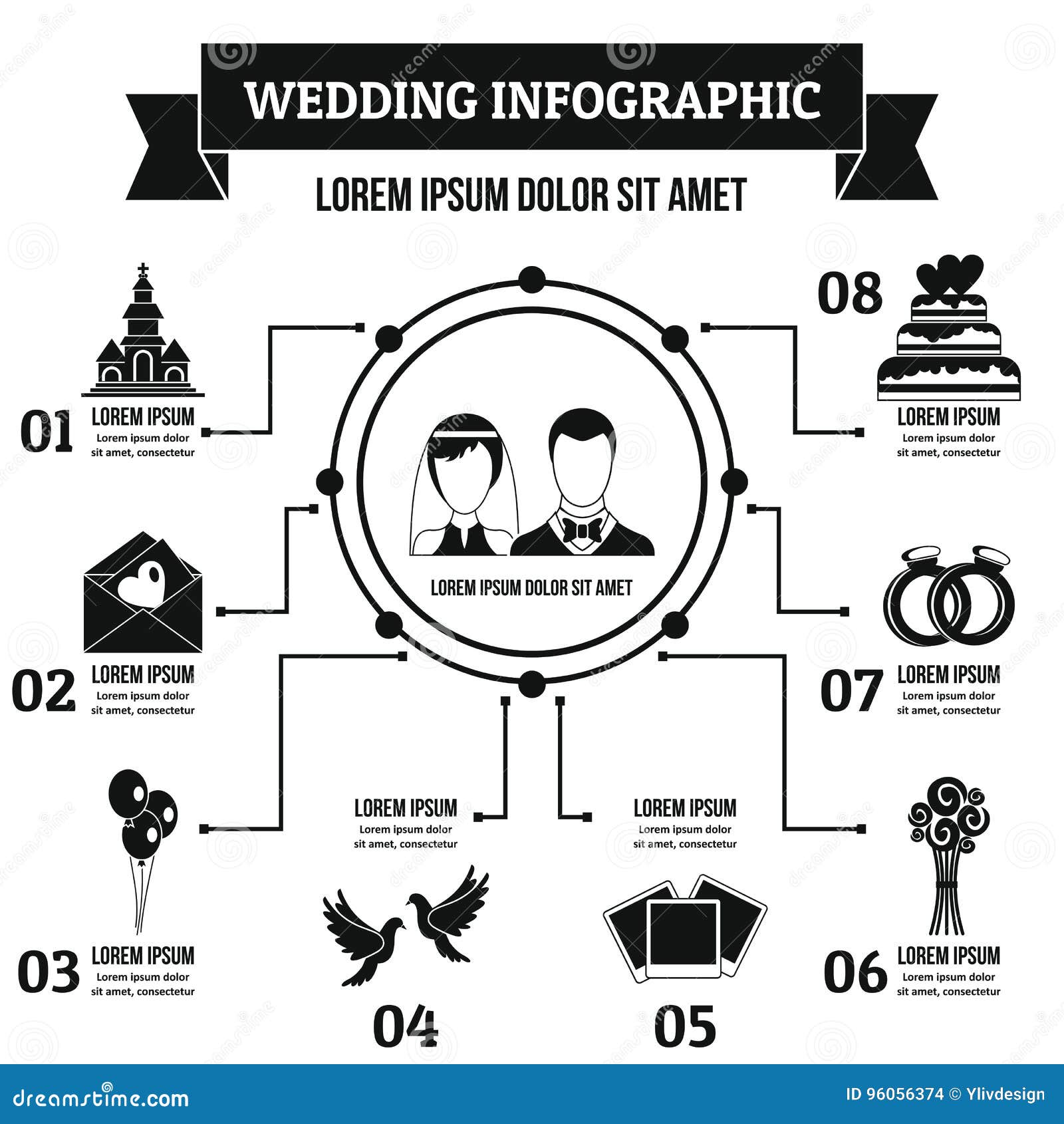 Wedding Infographic Statistics Chart Layout Cartoon Vector ...
