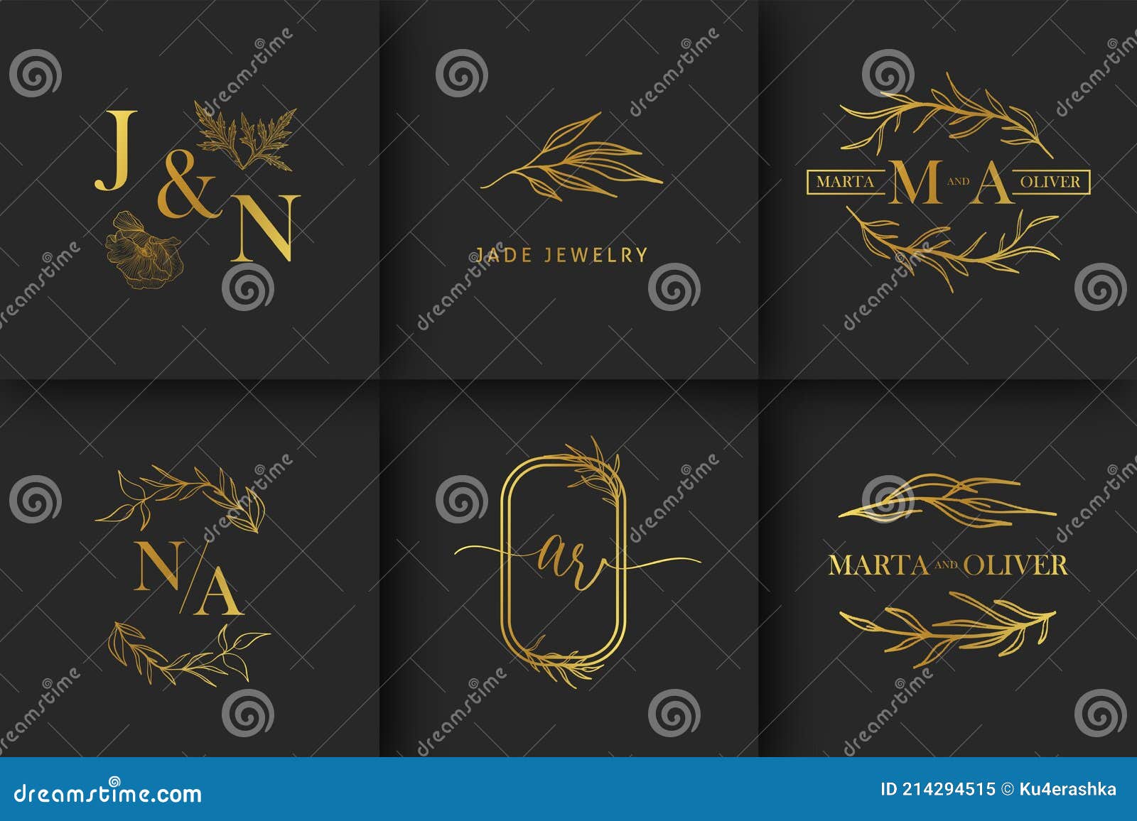 Wedding Initial Monogram and Elegant Logo Design Set Stock Vector ...