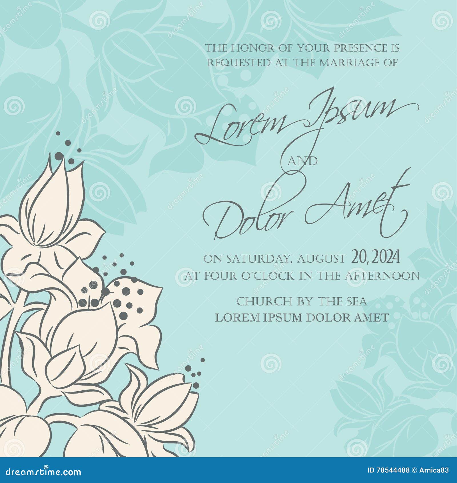 Wedding Invitation or Announcement Card Stock Vector - Illustration of ...