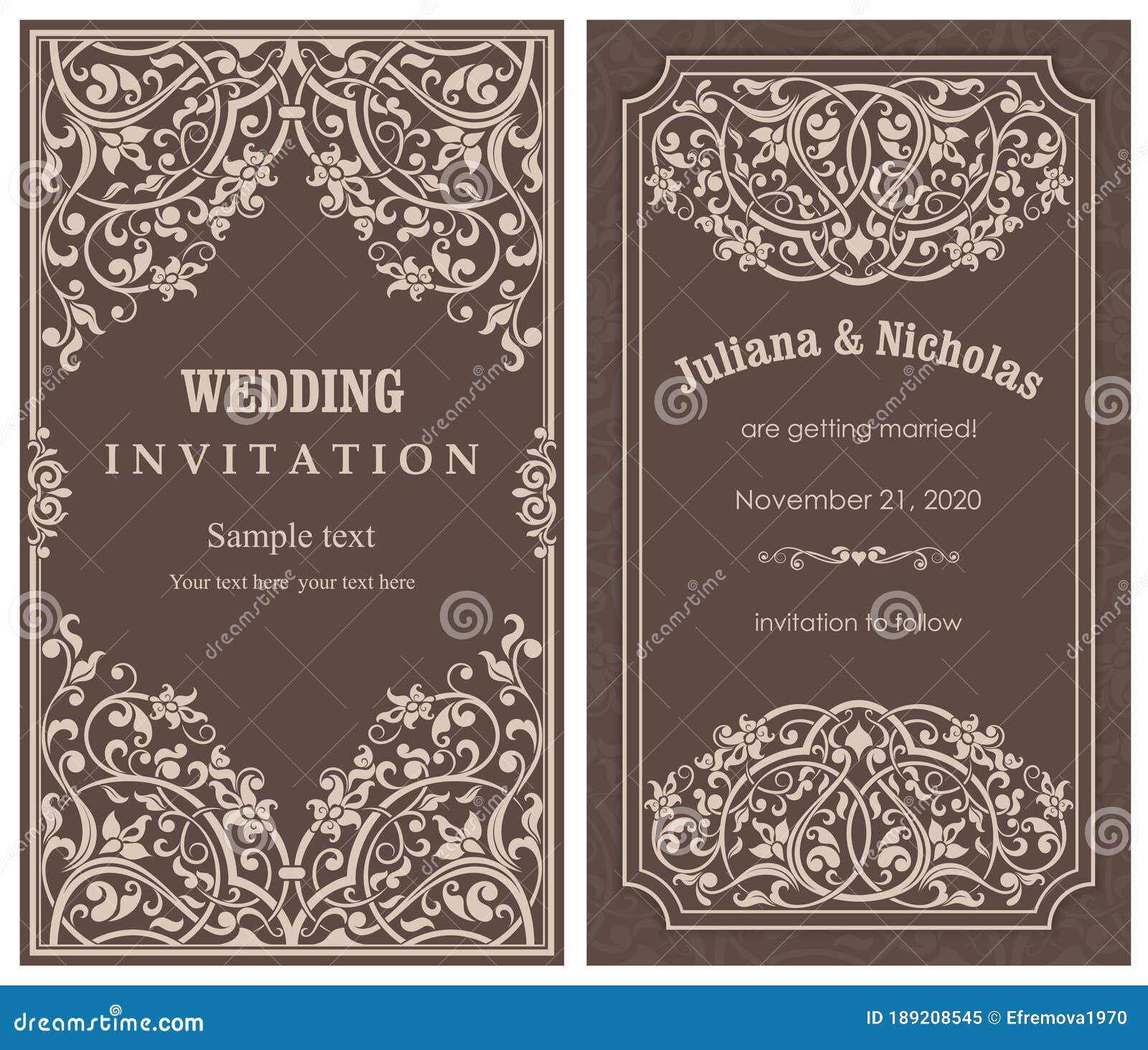 Wedding Invitation with Baroque Pattern Stock Vector - Illustration of ...