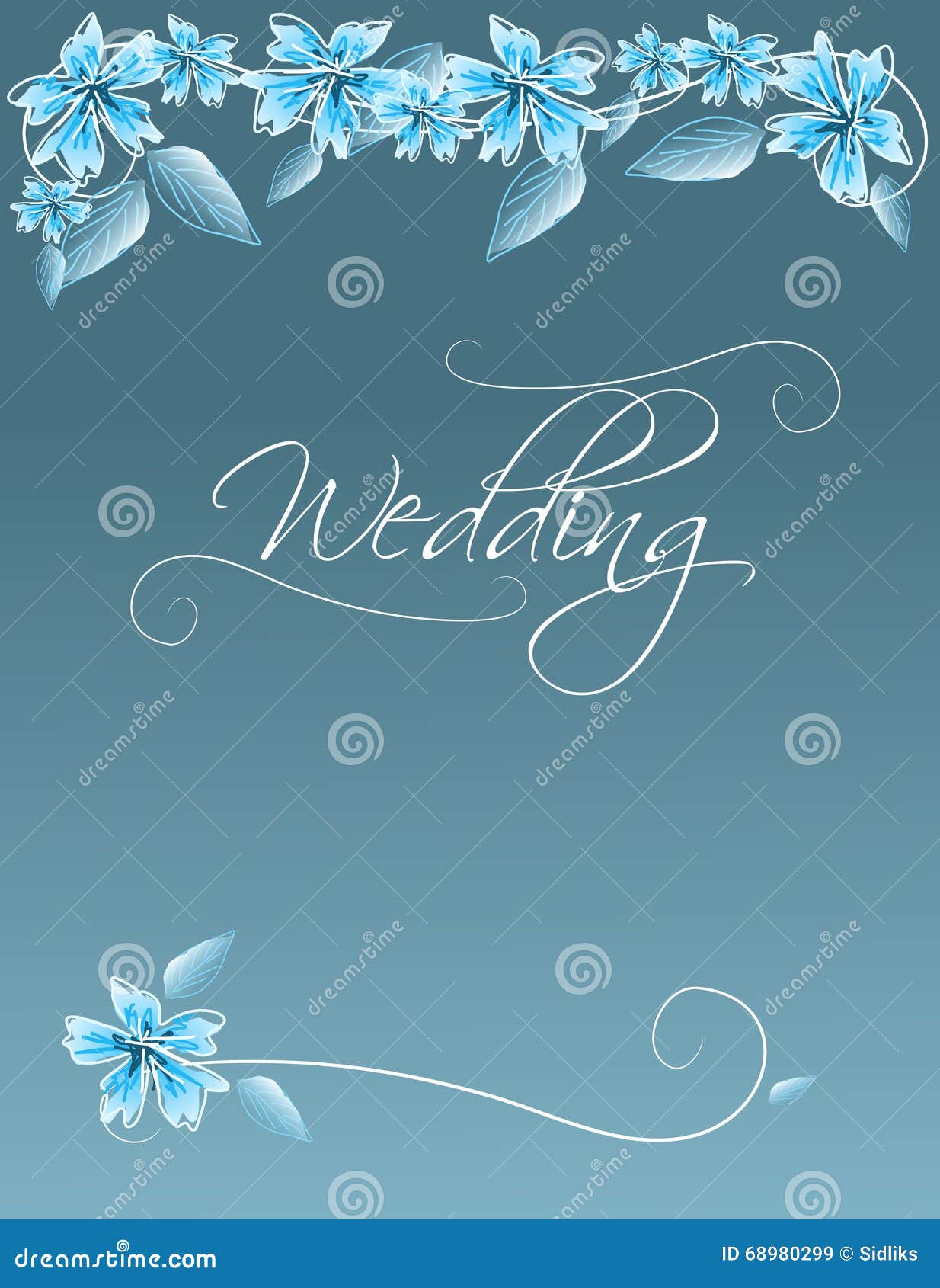 Wedding Invitation Blue Floral Stock Illustration - Illustration of ...