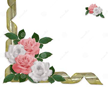 Wedding Invitation Border Pink Roses Stock Illustration - Illustration ...
