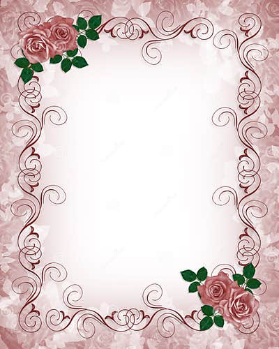 Wedding Invitation Border Red Roses Stock Illustration - Illustration ...