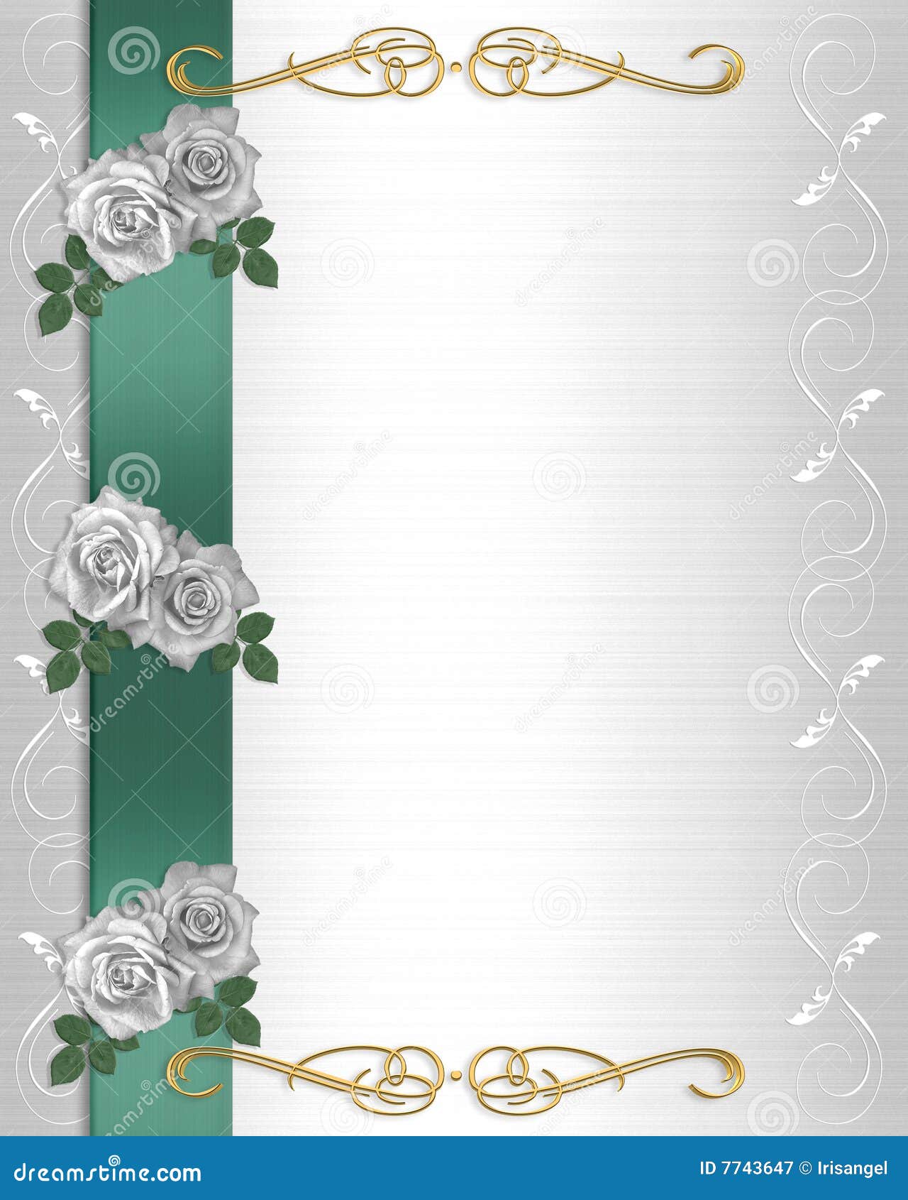 Wedding Invitation Border White Roses Stock Illustration - Illustration ...