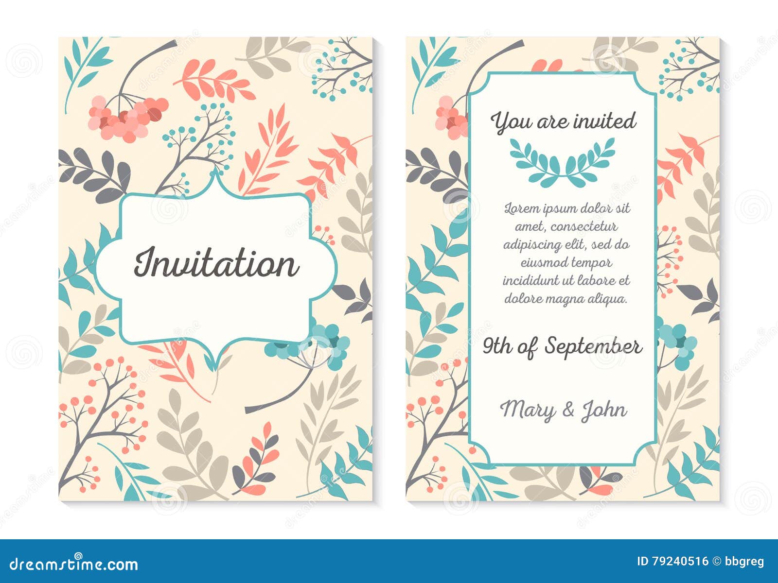 Wedding Invitation Card with Abstract Floral Background. Vector Stock ...