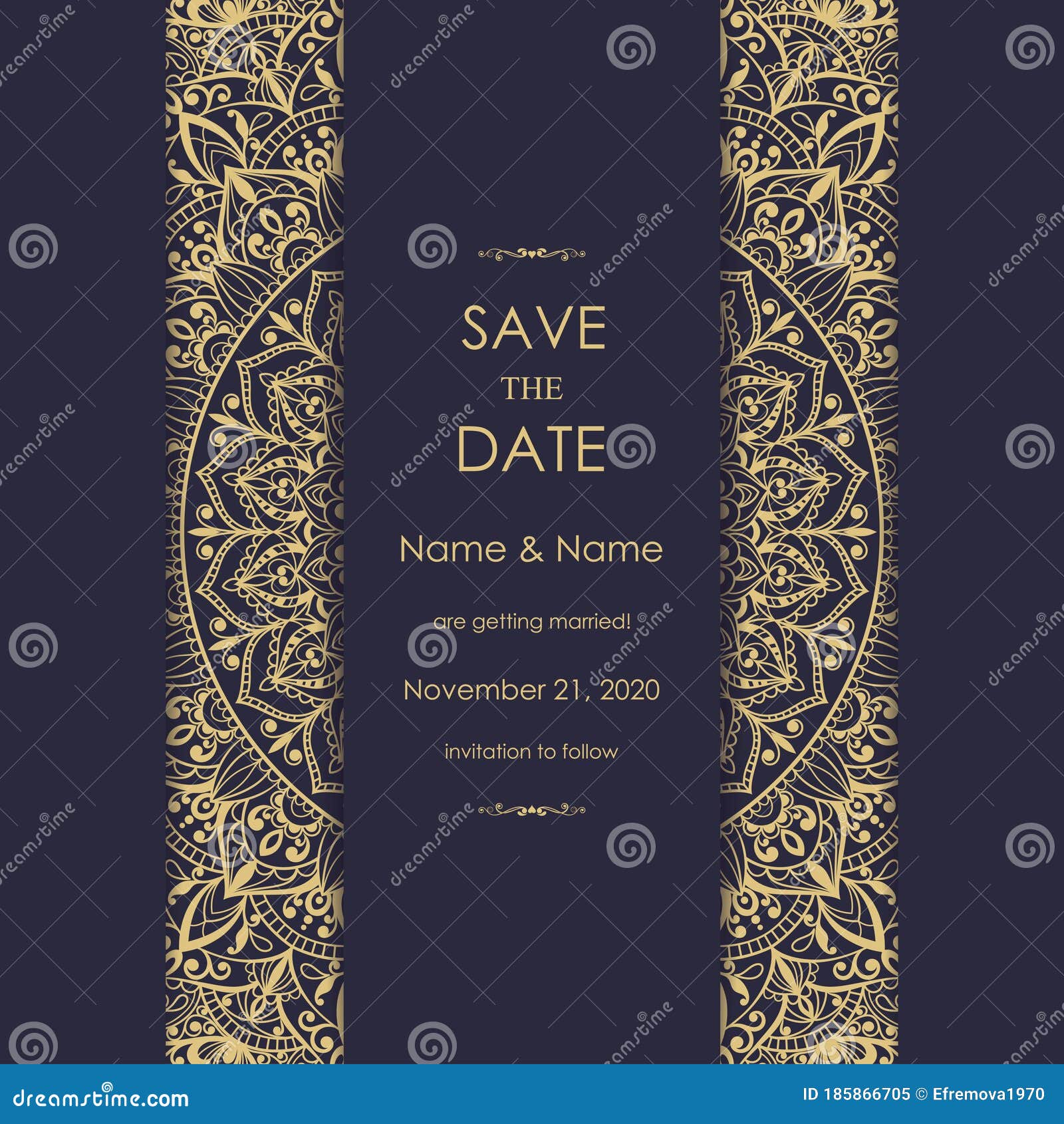 Wedding Invitation Card Arabic Style Blue Color Stock Vector ...